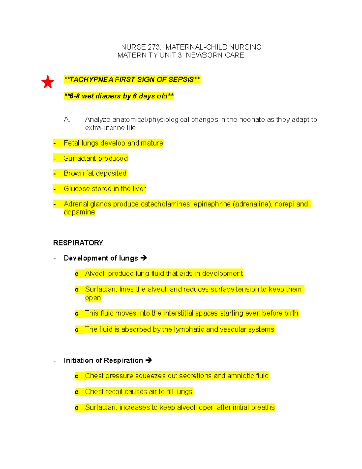 Newborn Learning Objectives - NURSE 273: MATERNAL-CHILD NURSING ...