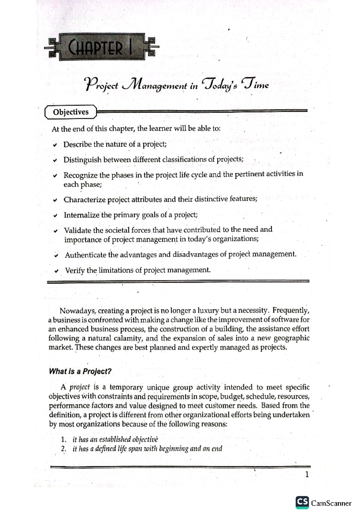Chapter-1 Project Management - HAPTER Project Management in Time ...