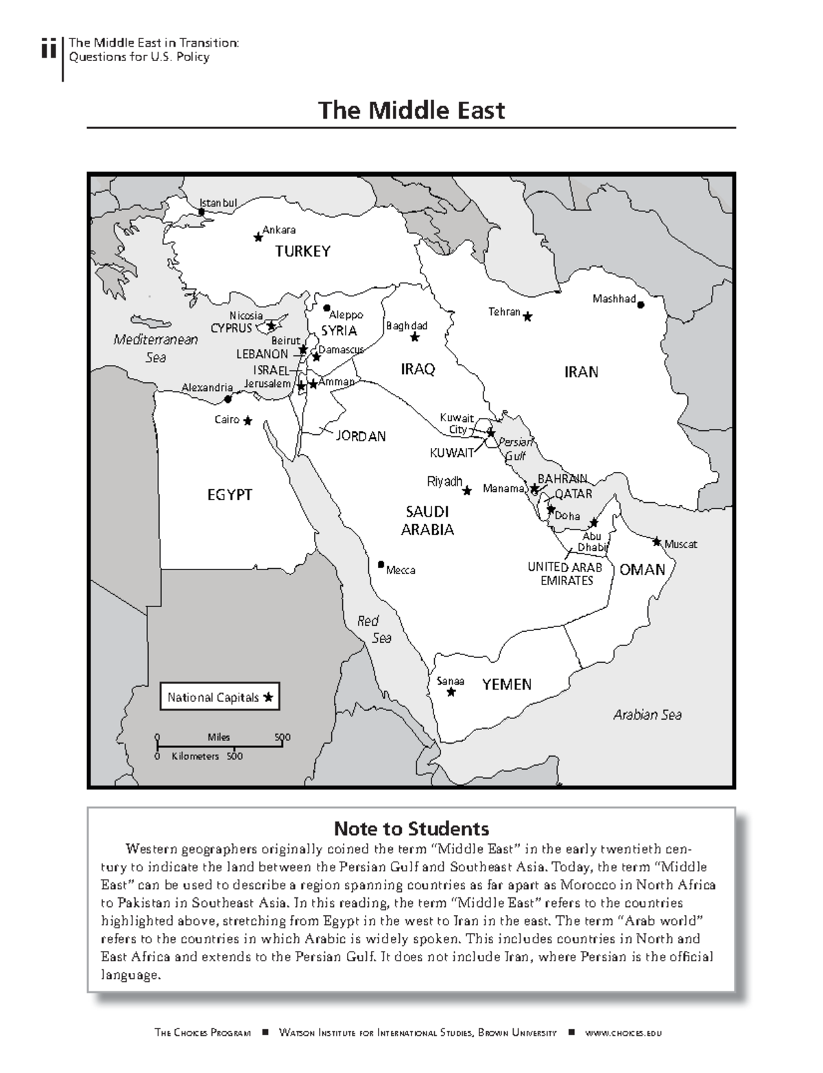 Middle East Part 1 - jjjjjjjj - The ChoiCes Program WaTson insTiTuTe ...