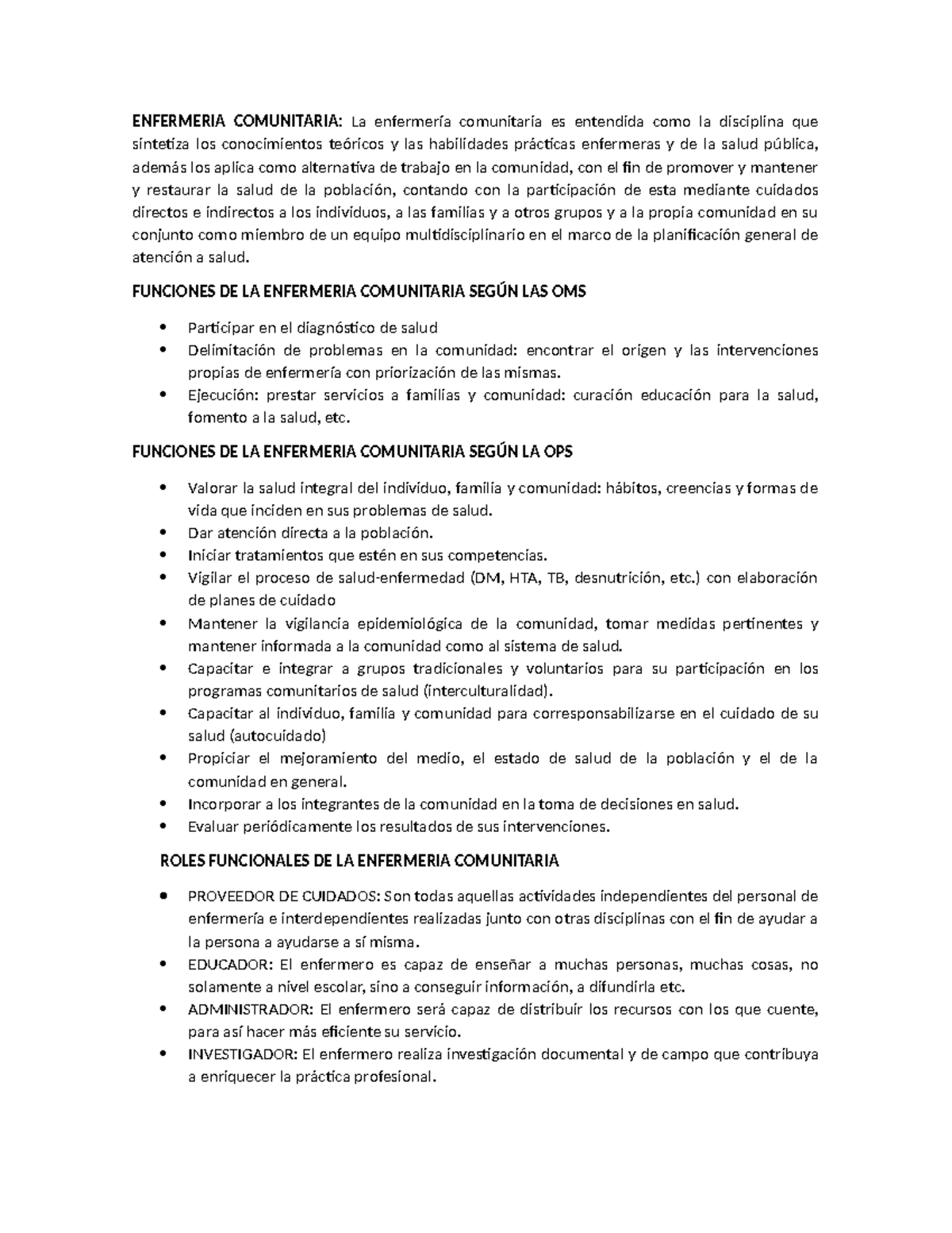 Enfermeria Comunitaria - ENFERMERIA COMUNITARIA: La enfermería comunitaria es entendida como la ...