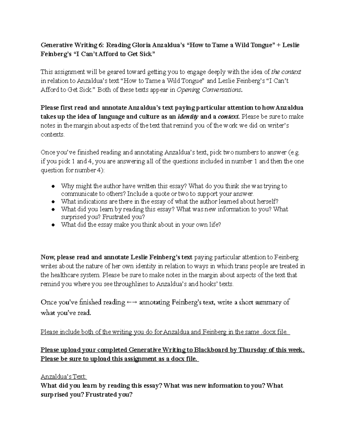 Spring 2021 Generative Writing 6 - Generative Writing 6: Reading Gloria ...