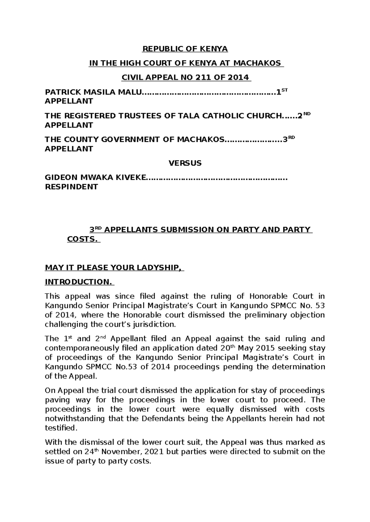 Submissions to an application in interlocutory proceedings - REPUBLIC ...