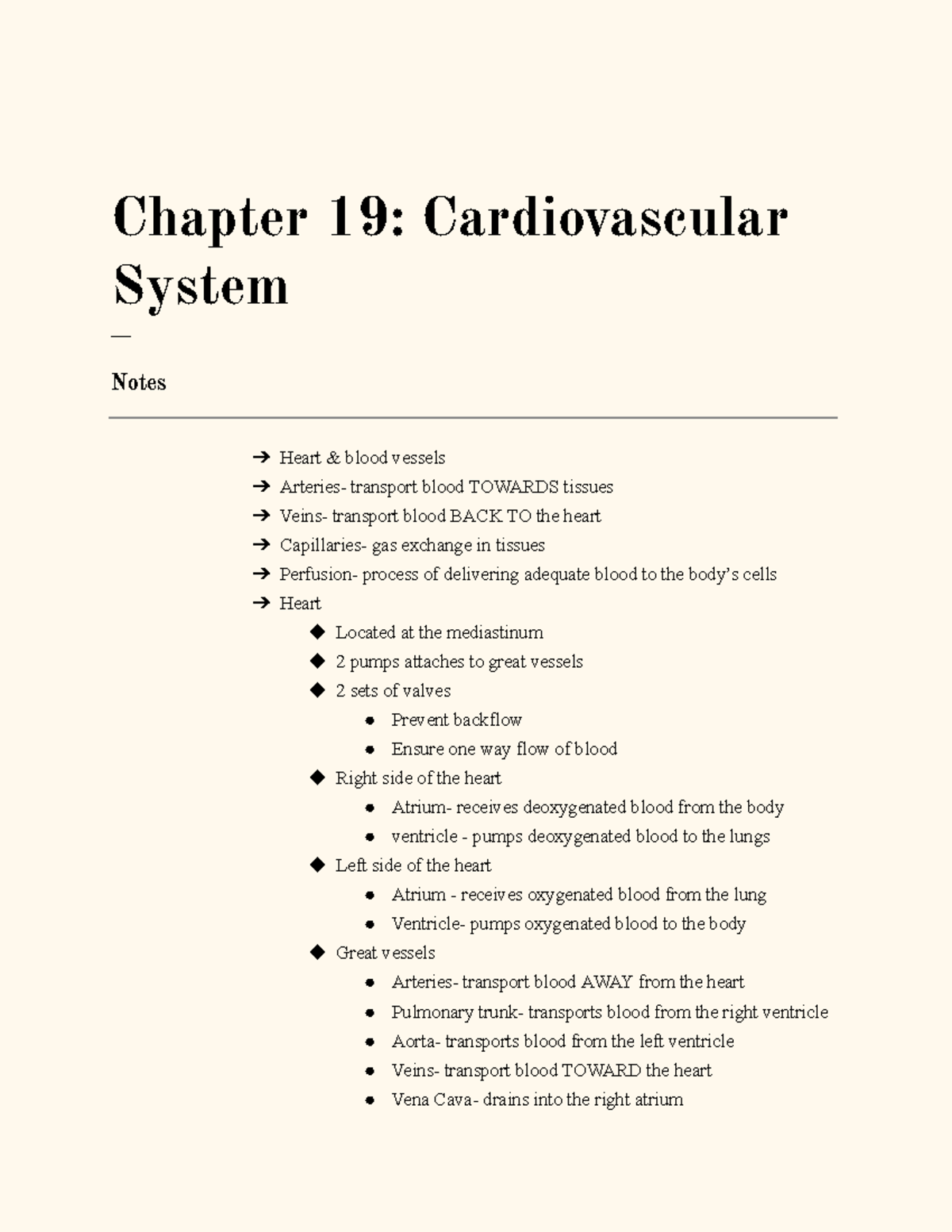 Bio Ch19 Cardiovascular System - Chapter 19: Cardiovascular System ...
