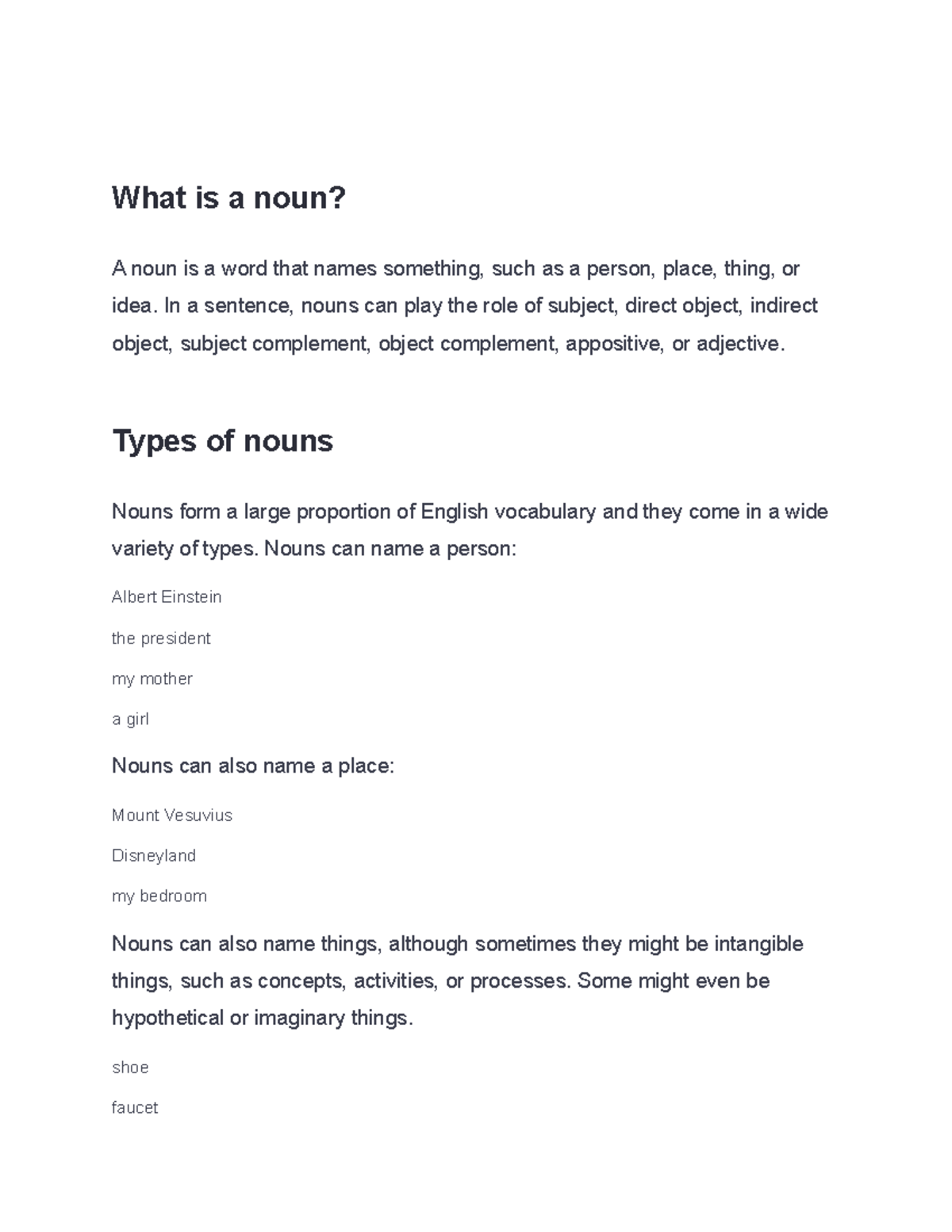 Parts OF Speech - Lecture notes - What is a noun? A noun is a word that ...