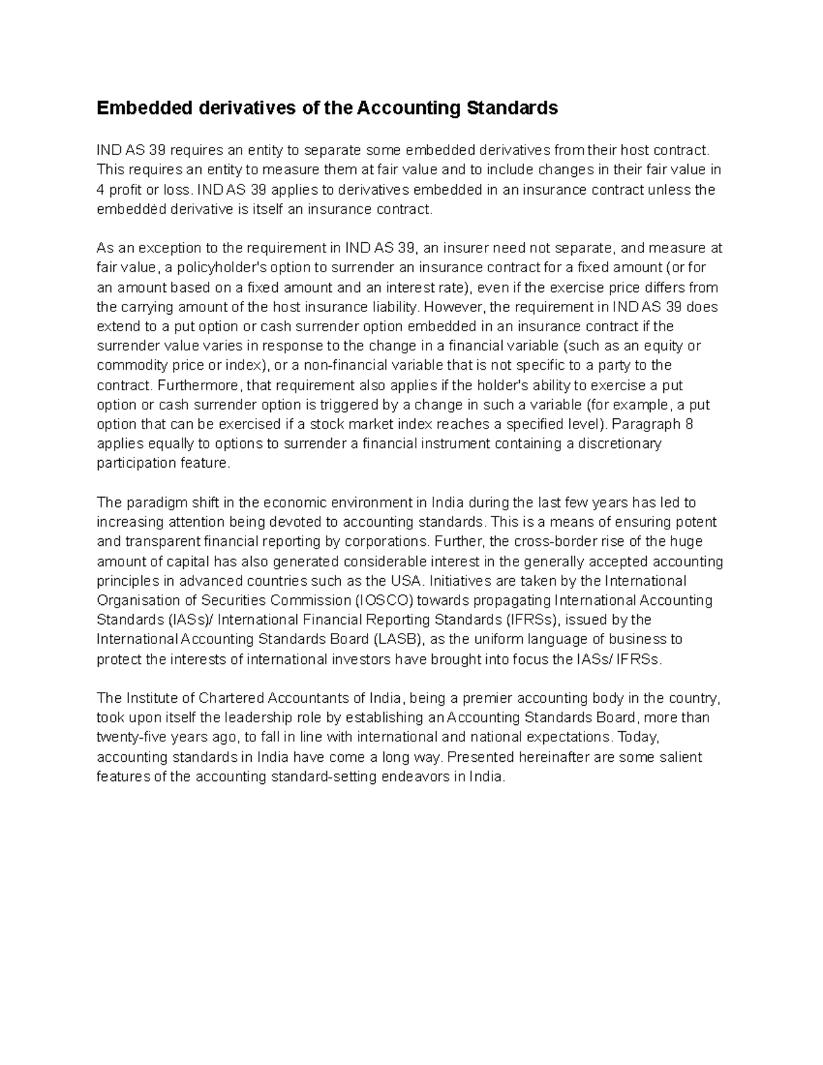 Embedded derivatives of the Accounting Standards in India - Embedded ...