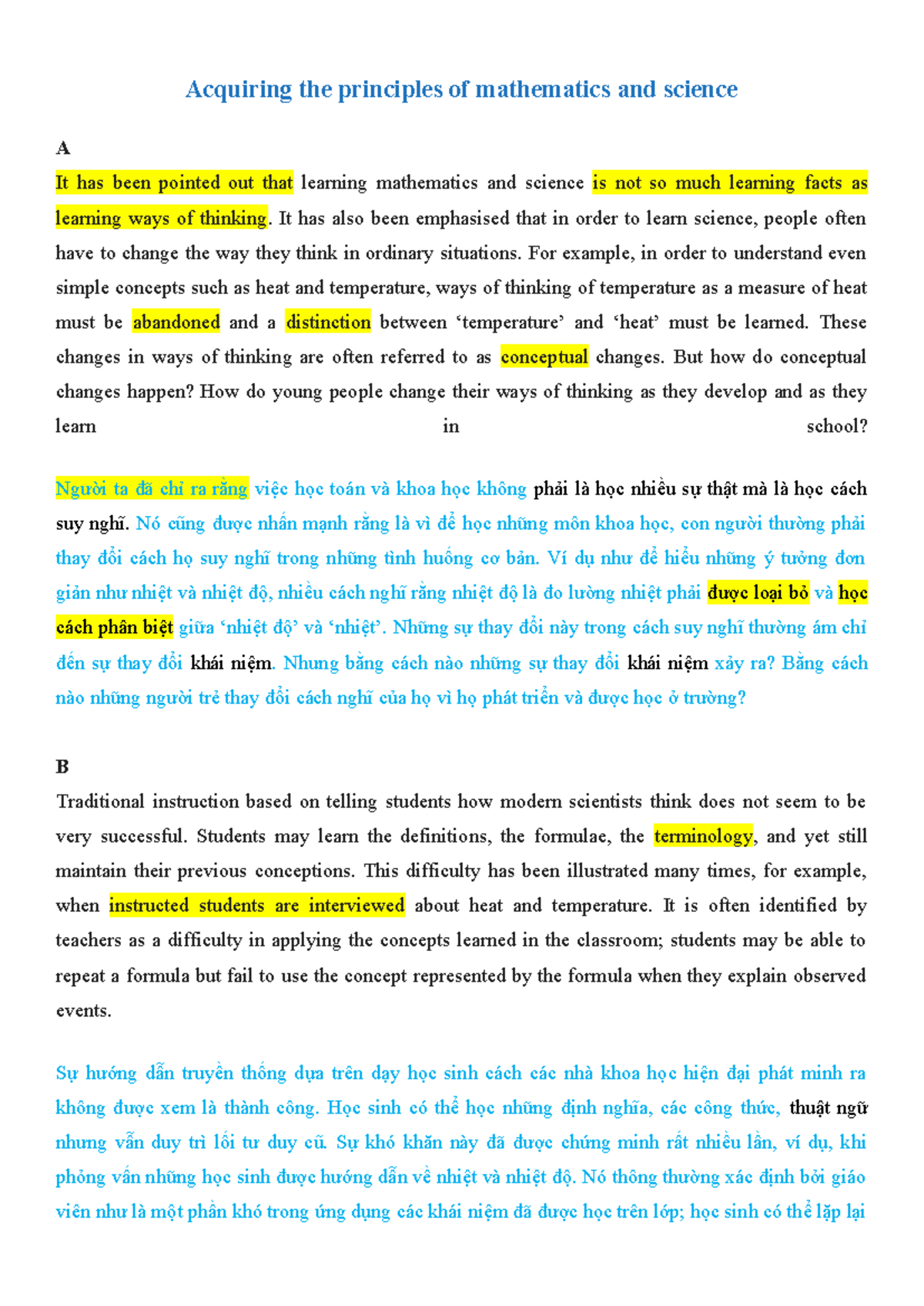 Reading P3 - Acquiring the principles of mathematics and science A It ...