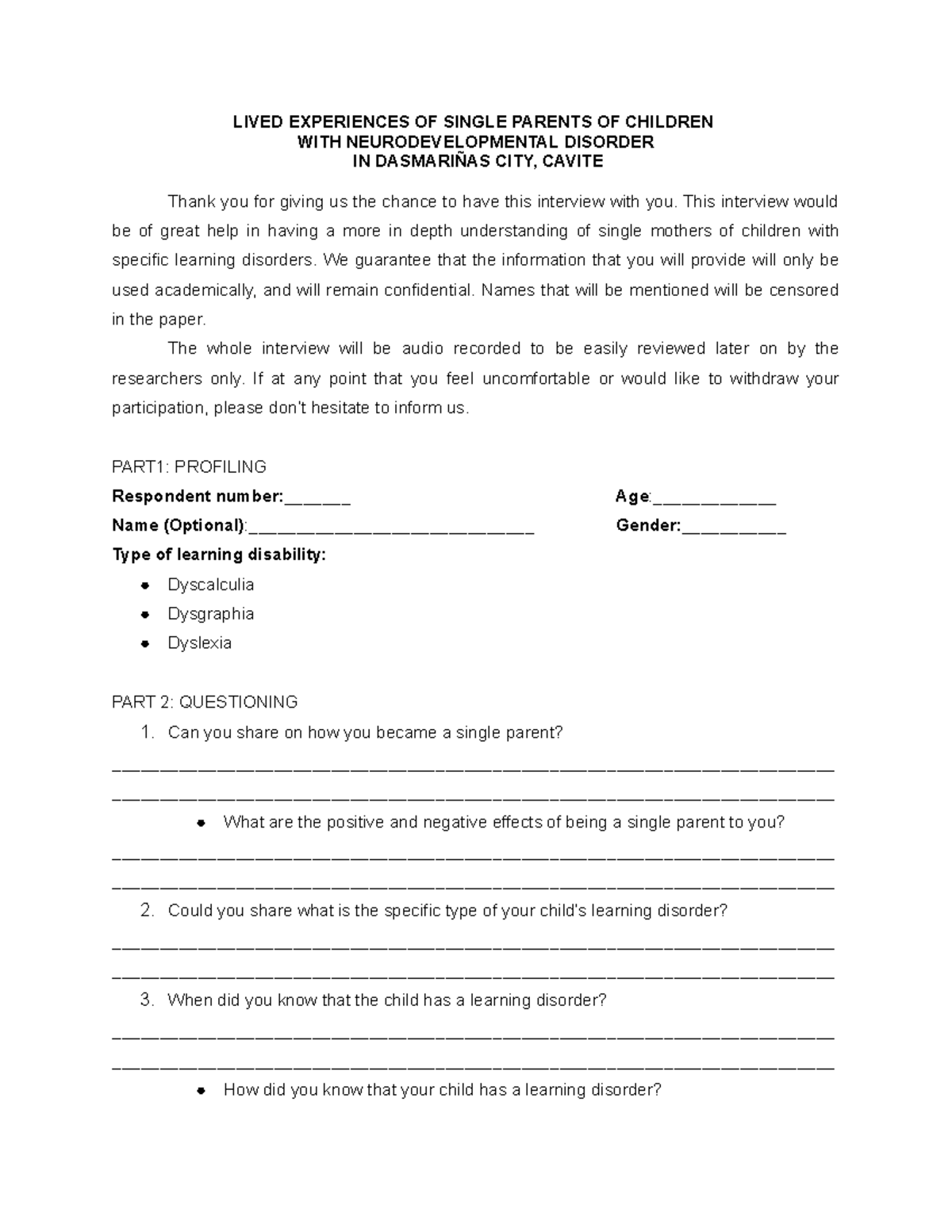 Revised-questionnaire - LIVED EXPERIENCES OF SINGLE PARENTS OF CHILDREN ...