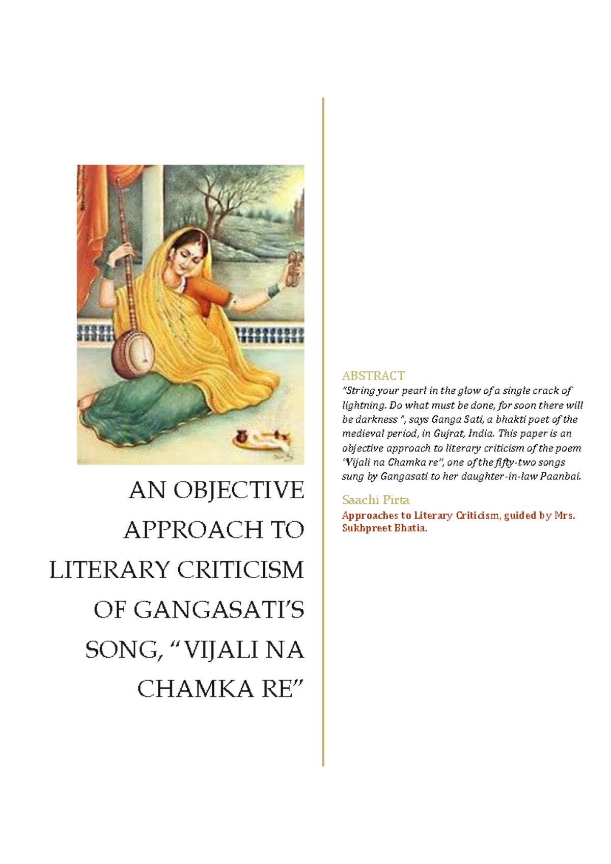 Vijali Na Chamka Re as written in Gujrati with translation - AN ...