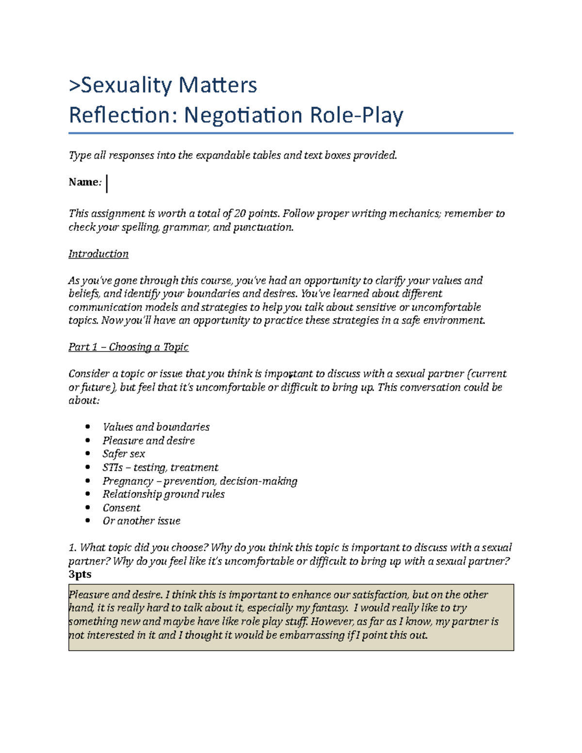 Matters Reflection: Negotiation - Studocu