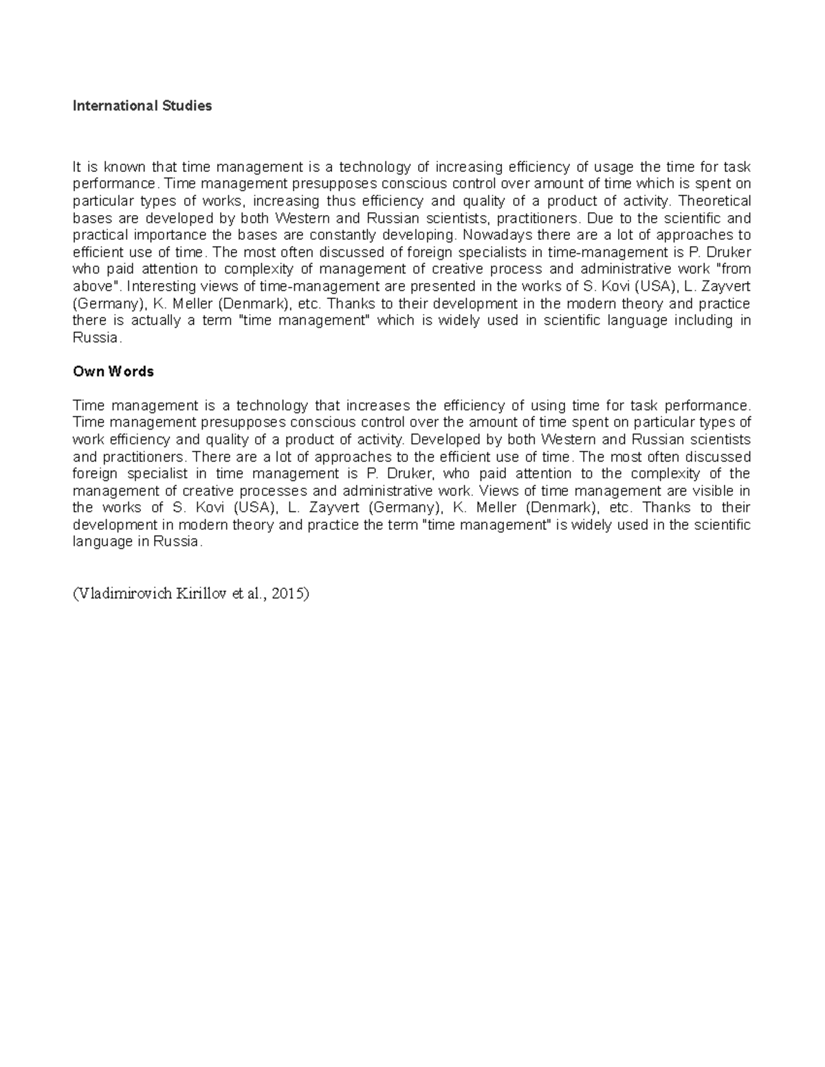 RRL International and National - International Studies It is known that ...