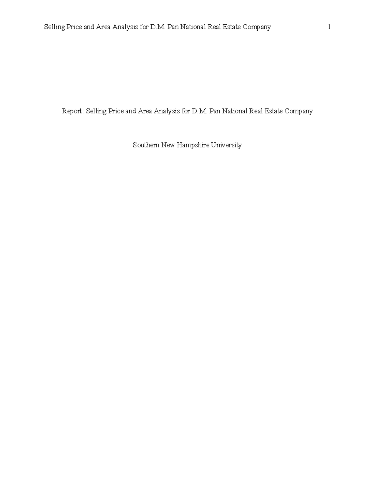 MAT 240 Module Two Assignment - Selling Price and Area Analysis for D ...