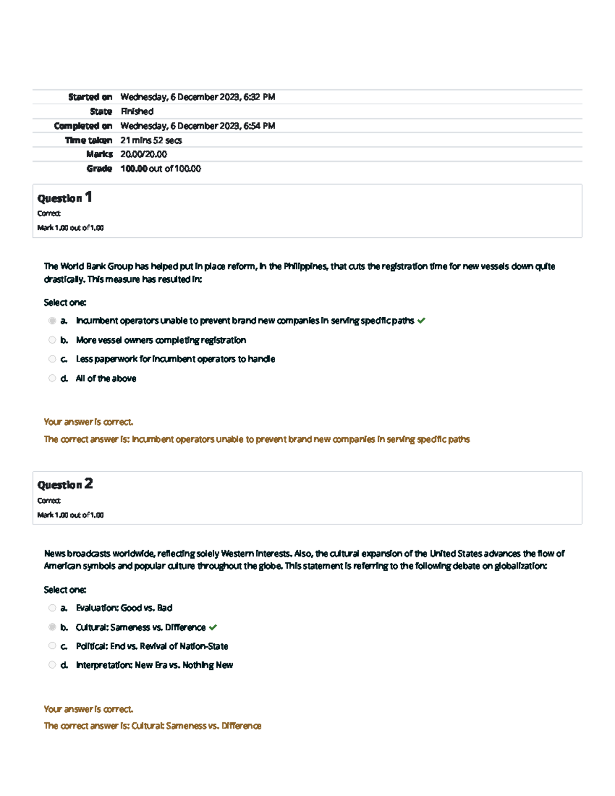 Globalization - Unit 3 - Graded Quiz - UoPeople - December 2023 ...