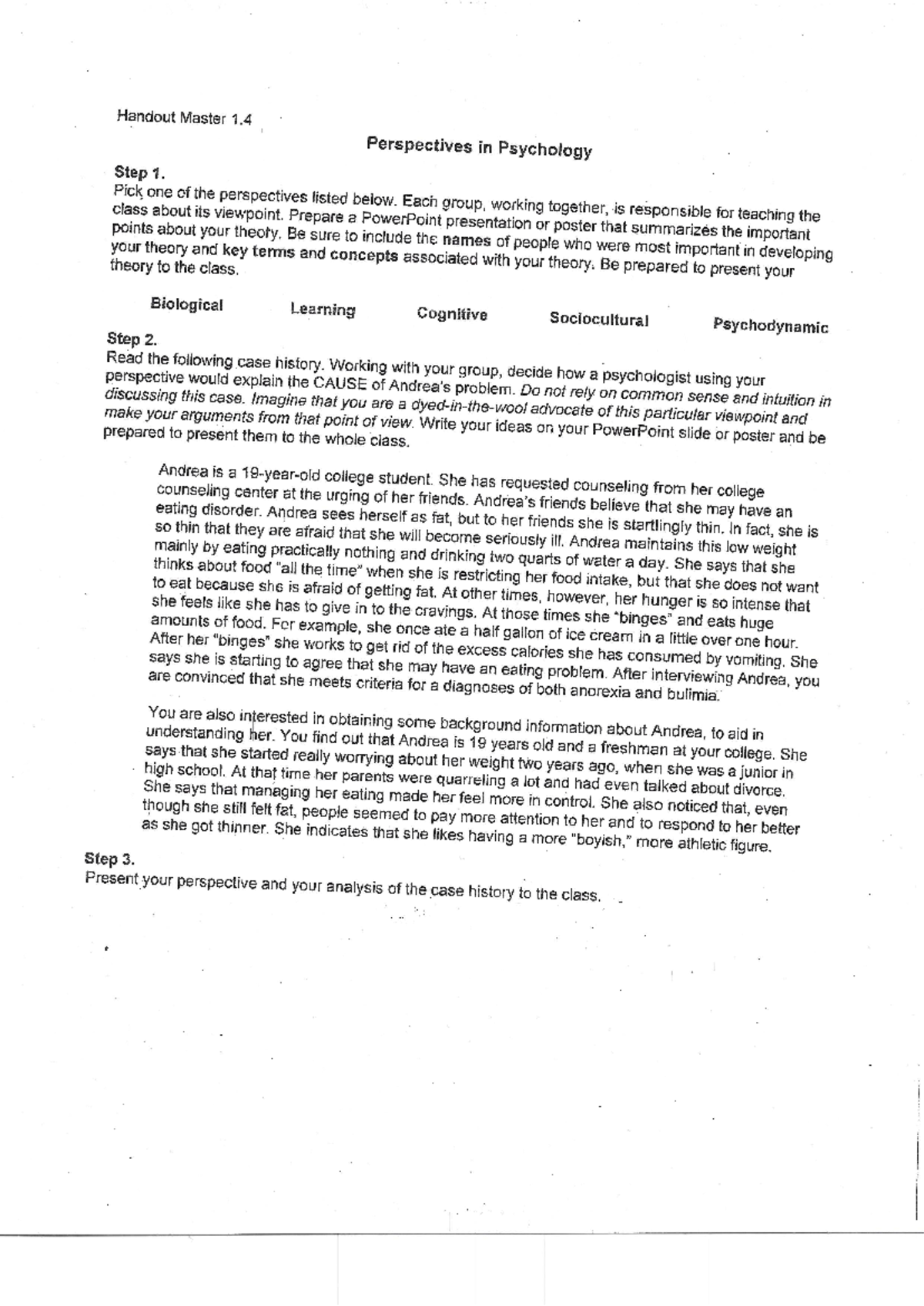 Perspectives in Psychology - PSY 1101 - Studocu