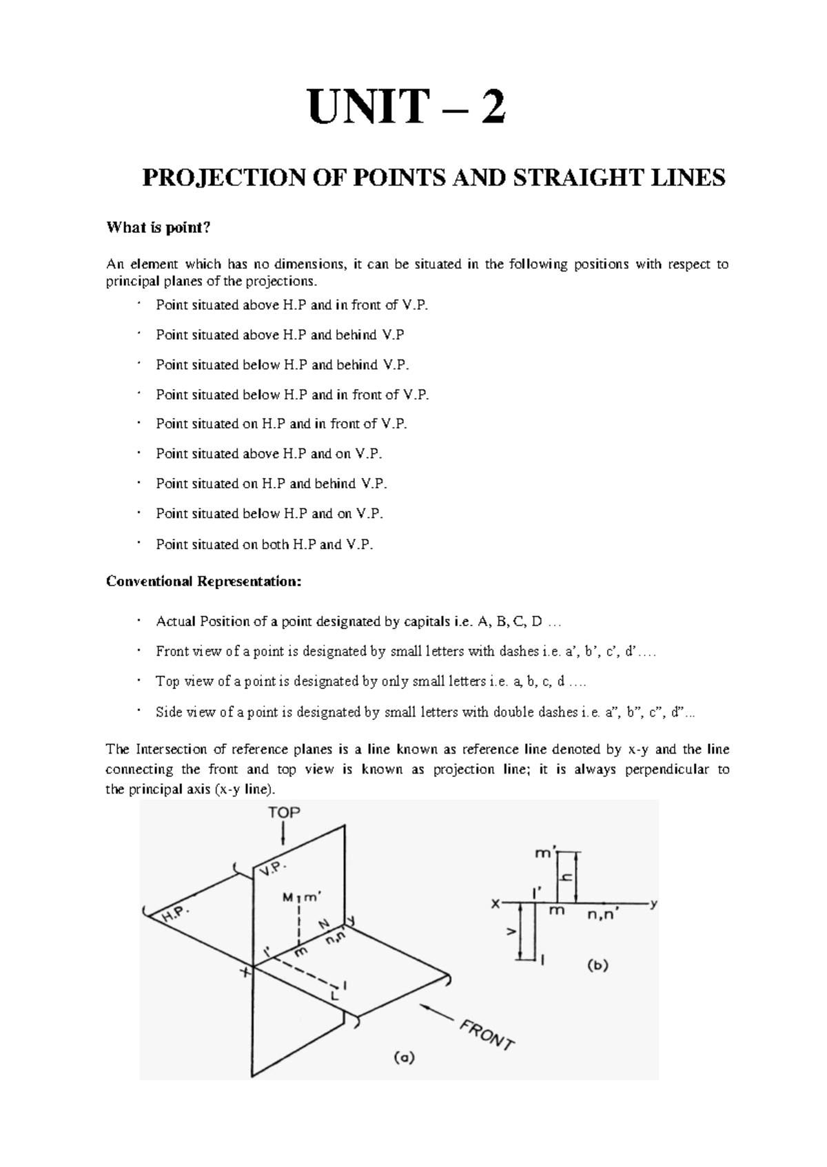 Unit 2 Concise Q A Orthographic projections of points lines and planes 6 - UNIT – 2 PROJECTION ...