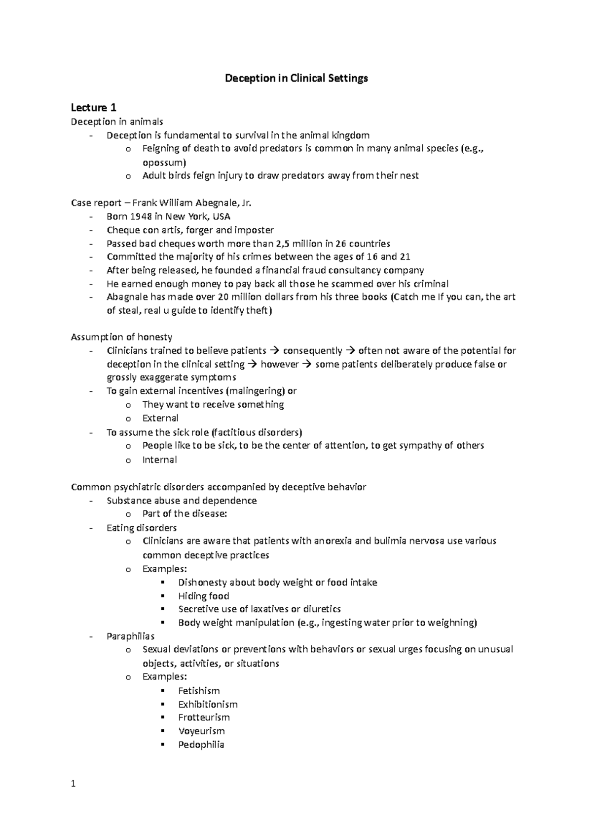 Deception in Clinical Settings HC - Deception in Clinical Settings ...