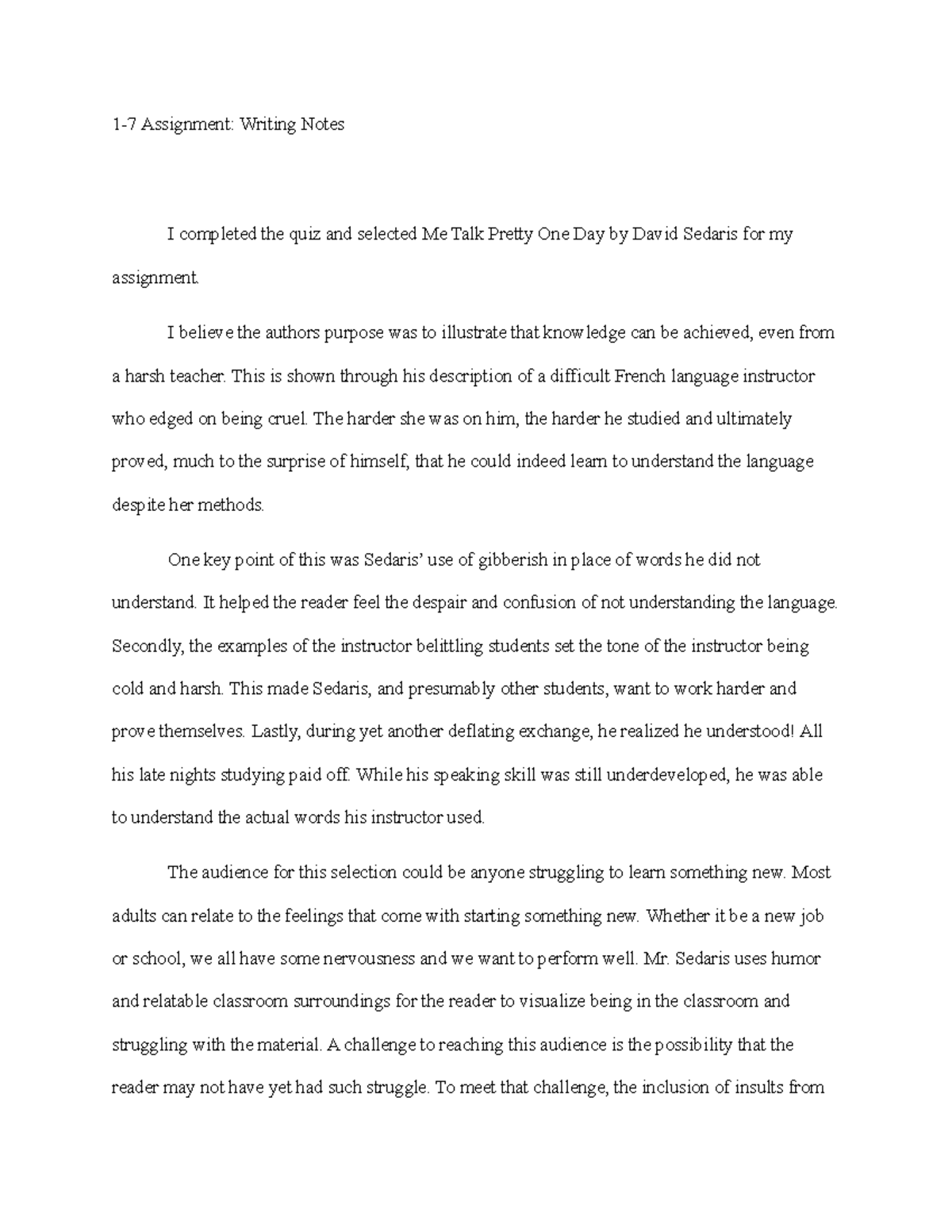 ENG-122 1-7 Assignment Writing Notes - 1-7 Assignment: Writing Notes I ...