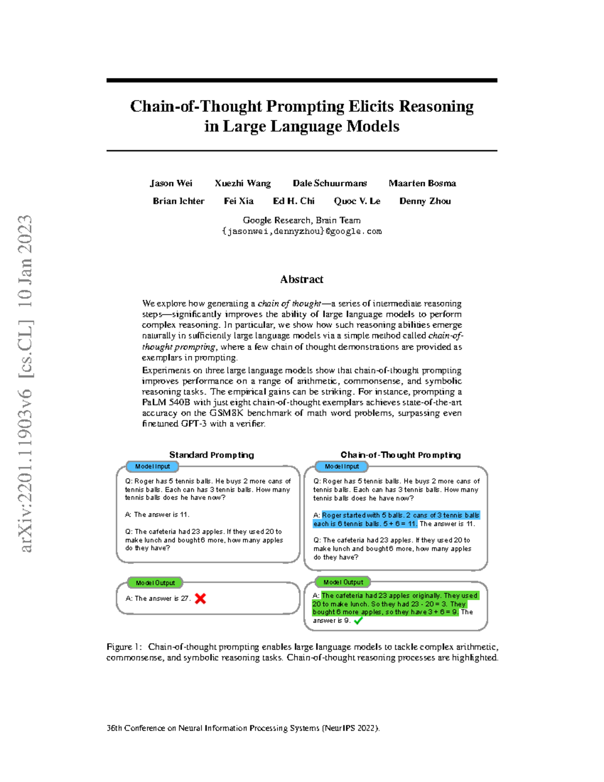 Chain-of-Thought Prompting Elicits Reasoning in Large Language Models - Chi Quoc V. Le Denny ...