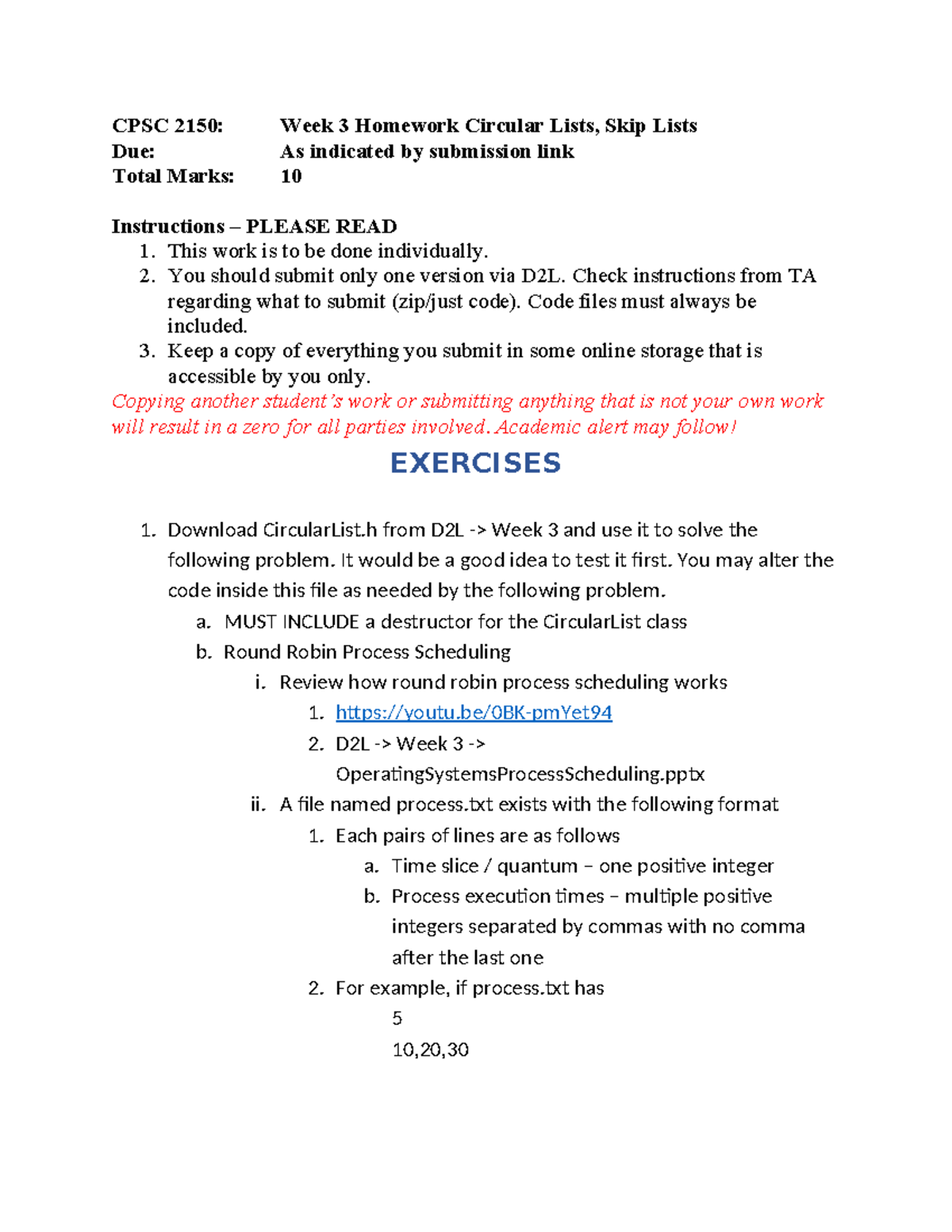 Wk3hw Cpsc 2150 Week 3 Homework Circular Lists Skip Lists Due As Indicated By Submission