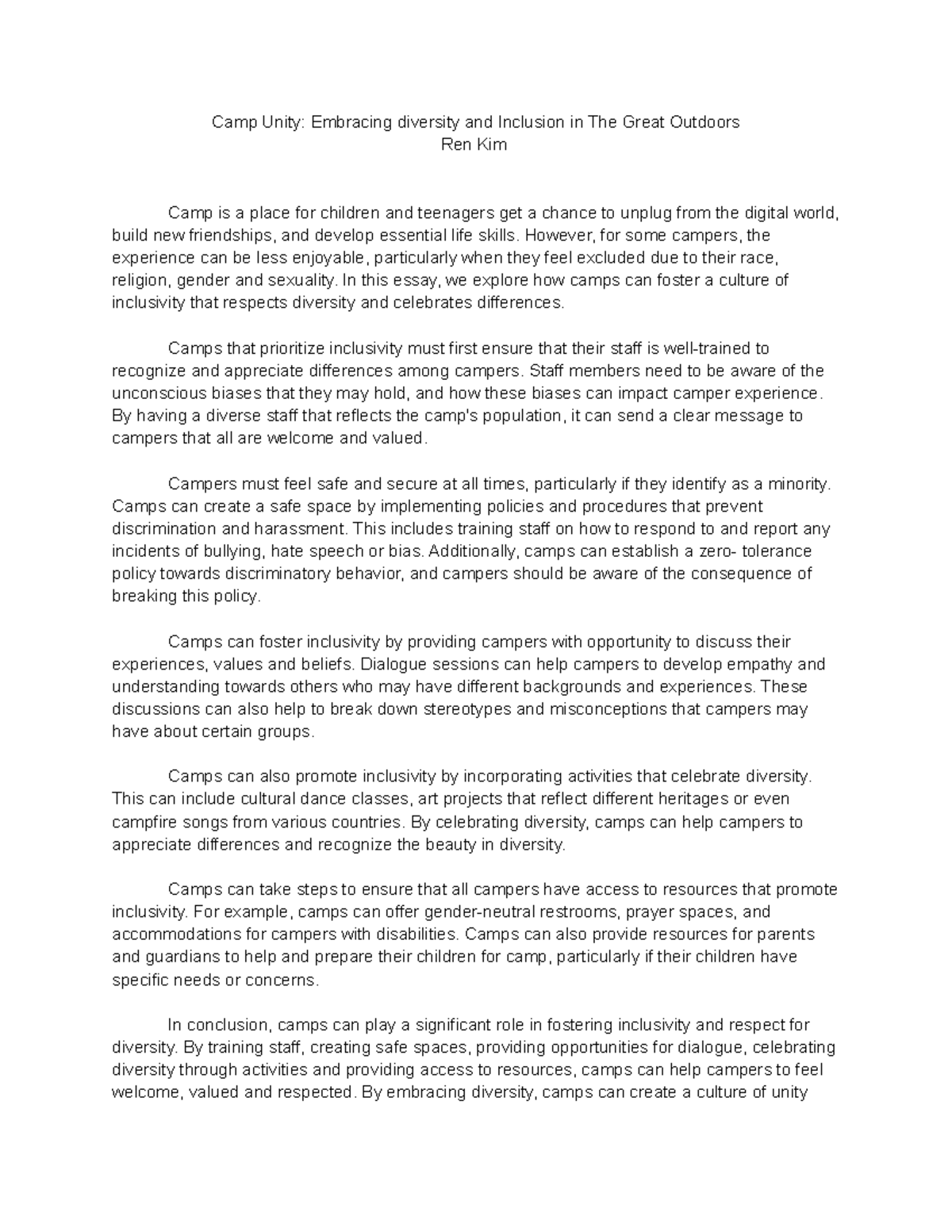 Camp Unity Embracing diversity and Inclusion in The Great Outdoors ...