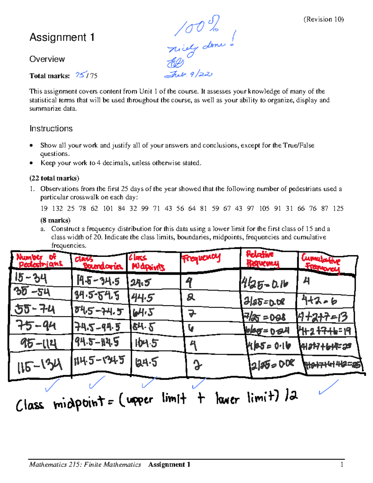 Assign 1 ( Feedback) - Assignment 1 Overview Total marks: / 75 This assignment covers content ...