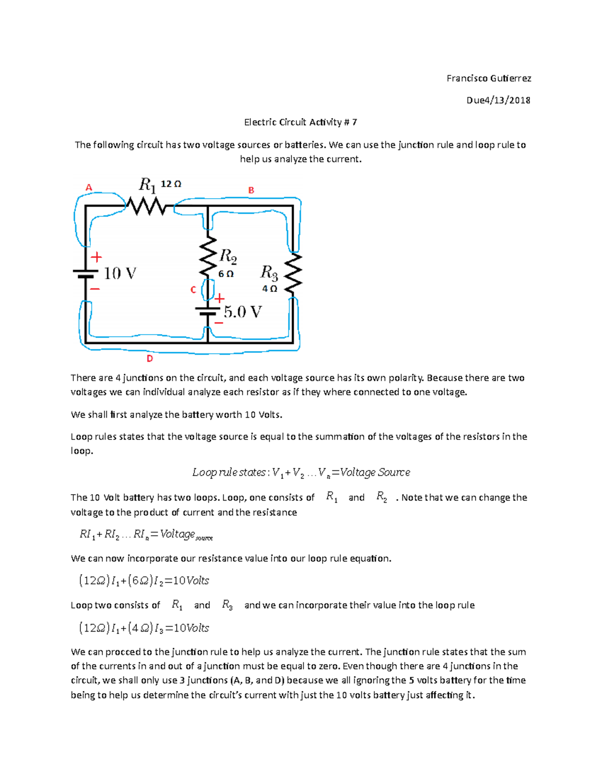 Electric Circuit Activity 7 - Francisco Gutierrez Due4/13/ Electric ...