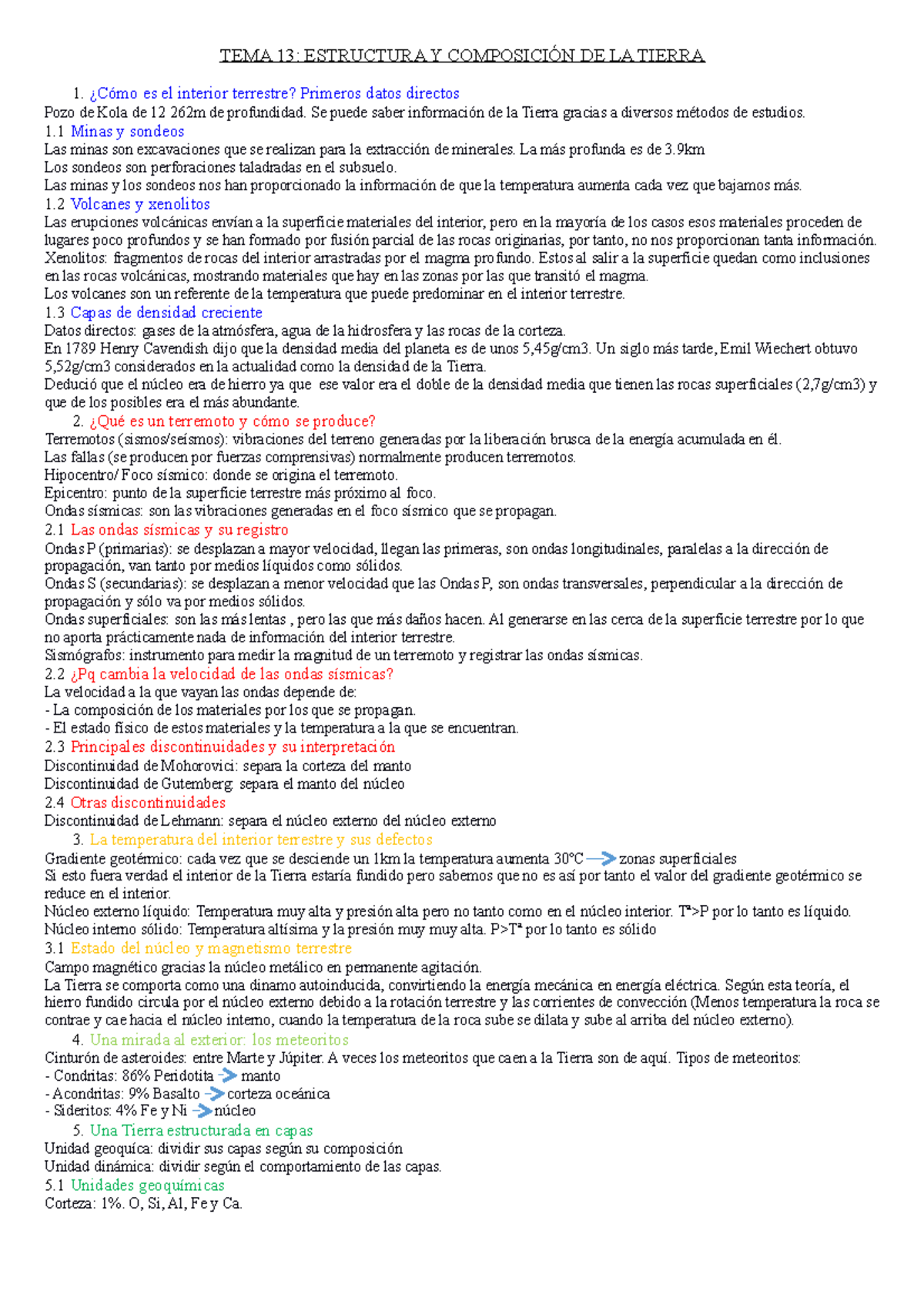 TEMA 13 1bach - TEMA 13 1 - TEMA 13: ESTRUCTURA Y COMPOSICIÓN DE LA TIERRA 1. ¿Cómo es el ...