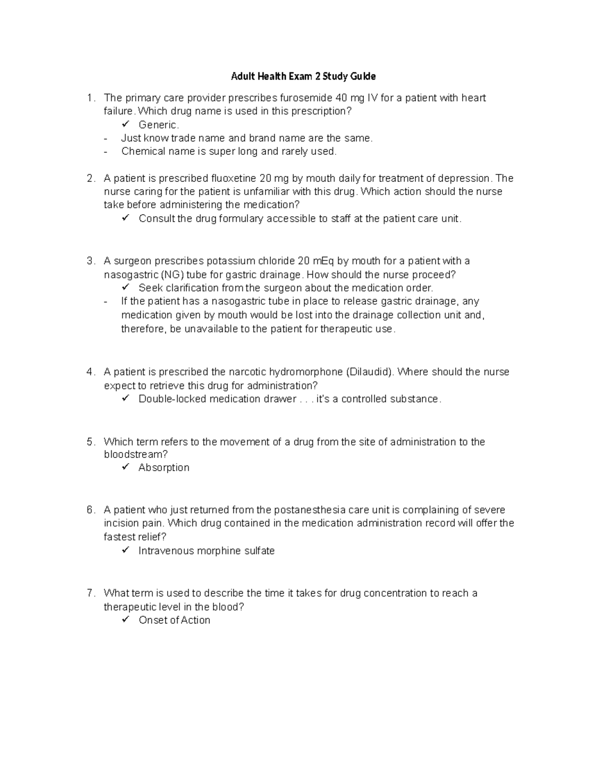 Exam 2 Adult Health - Adult Health Exam 2 Study Guide 1. The primary ...