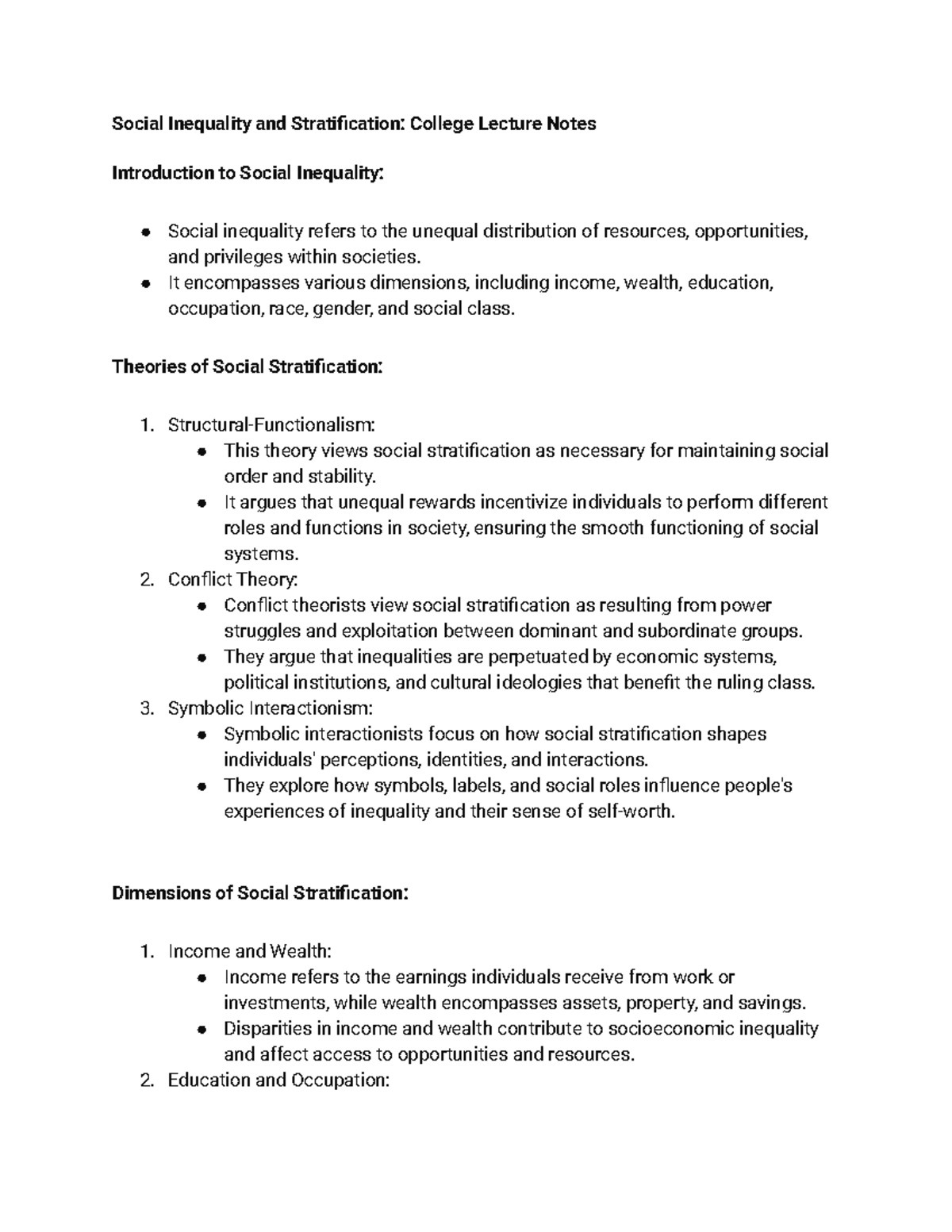 Sociology Notes 17 - About Understanding society. - Social Inequality ...