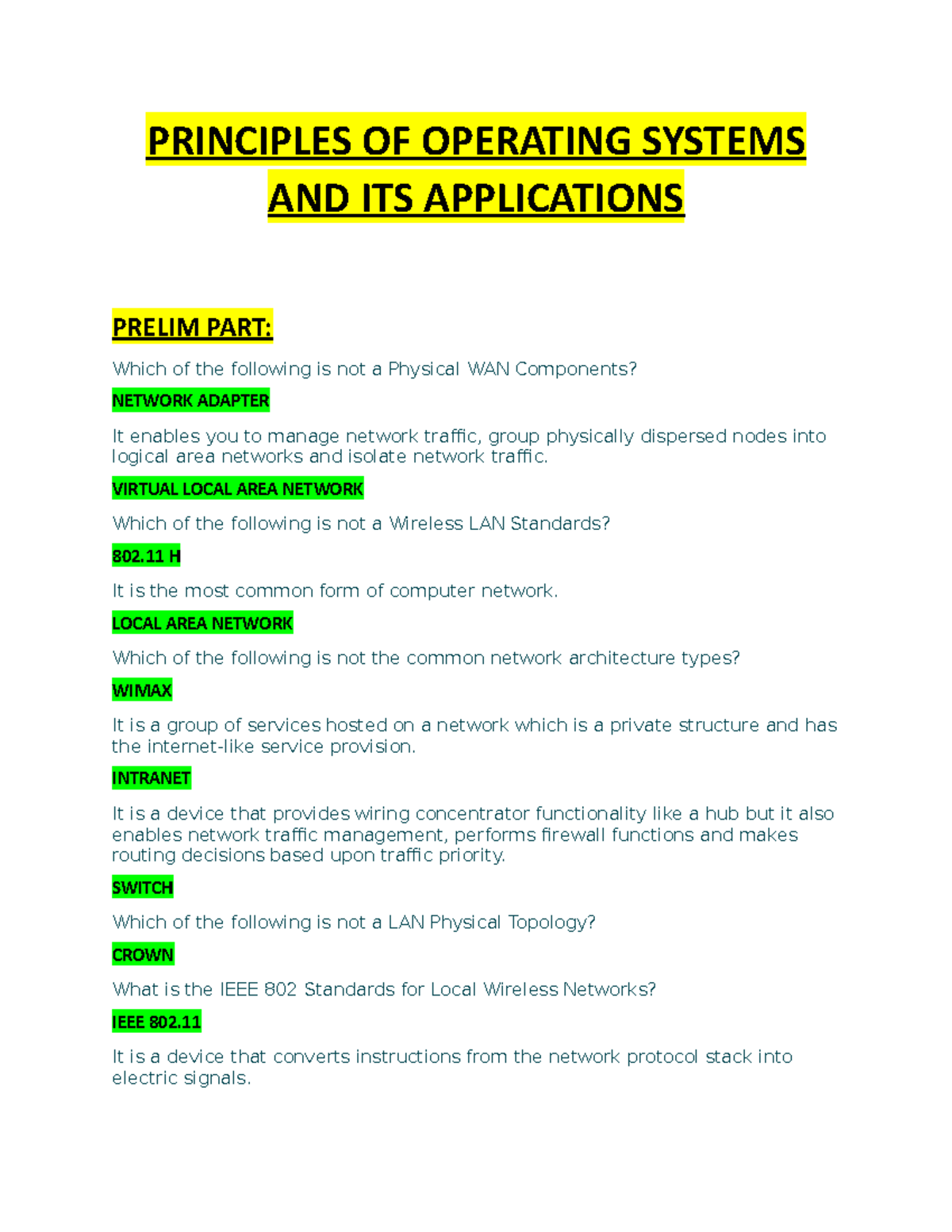 Principles of OS and Its Application Prelim ONLY - PRINCIPLES OF ...