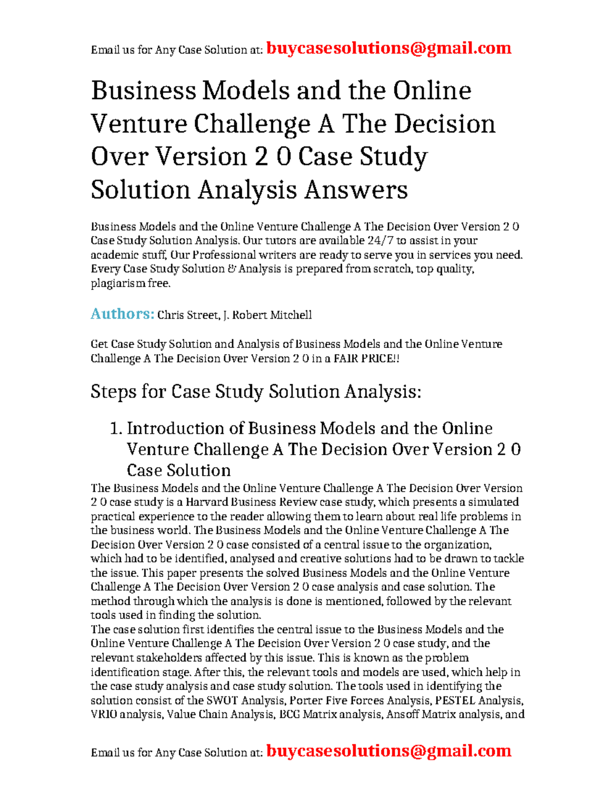 Case Solution Business Models and the Online Venture Challenge A The ...