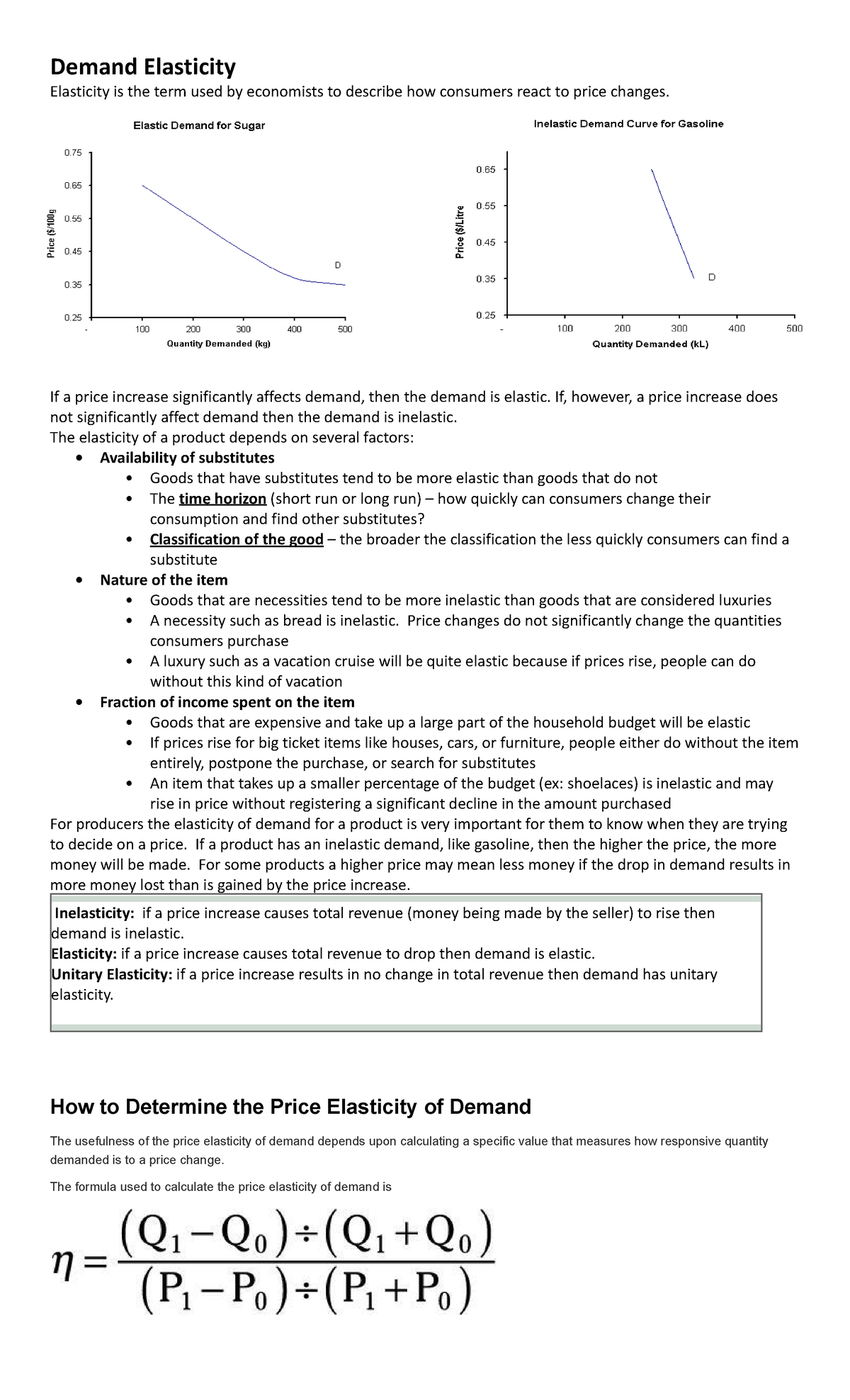 Demand Elasticity Summary Chapter 6 Microeconomics Introduction on ... Demand Elasticity Summary Chapter 6 Microeconomics Introduction on ...