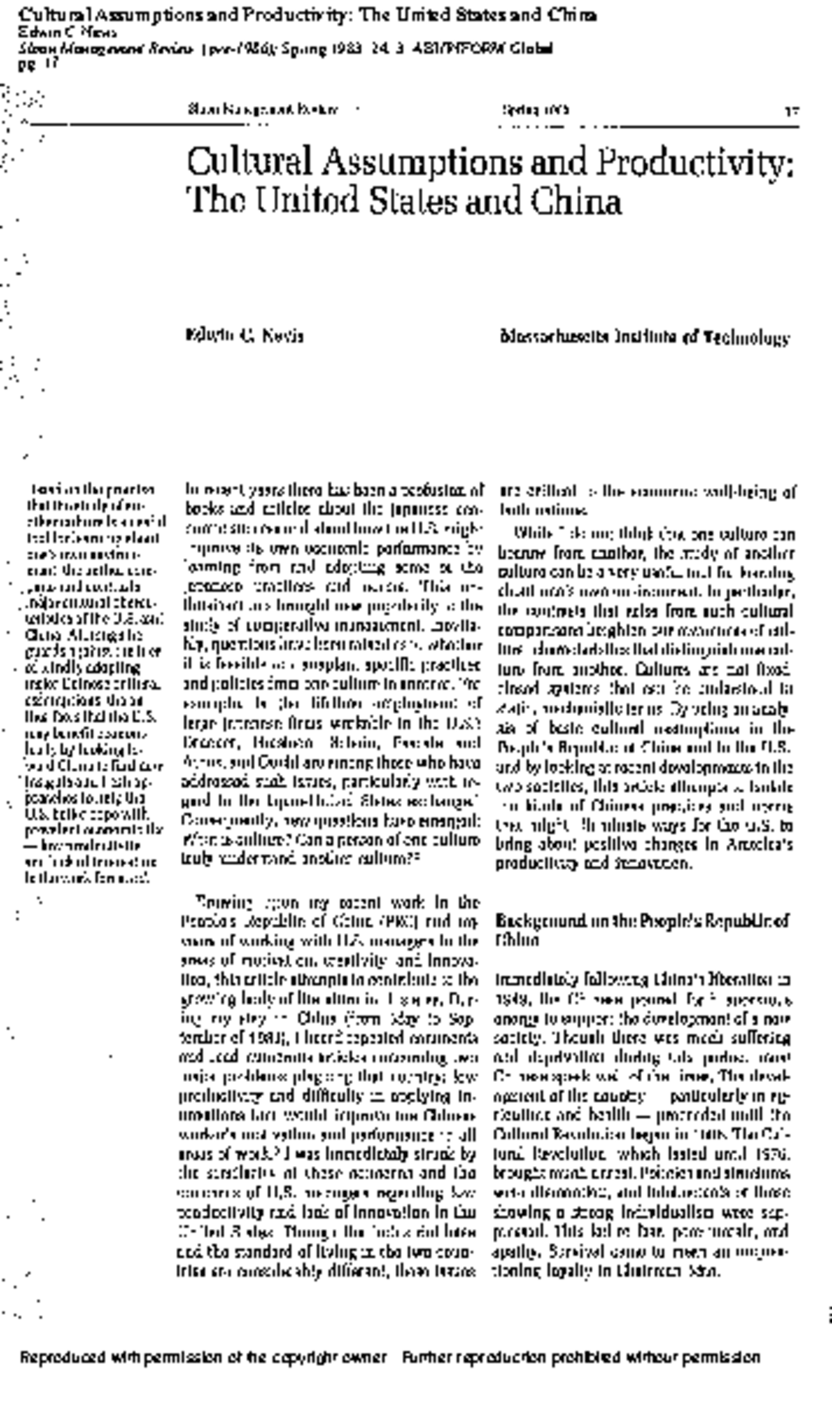 Cultural assumption china n USA, chinese motivation - Organization and ...