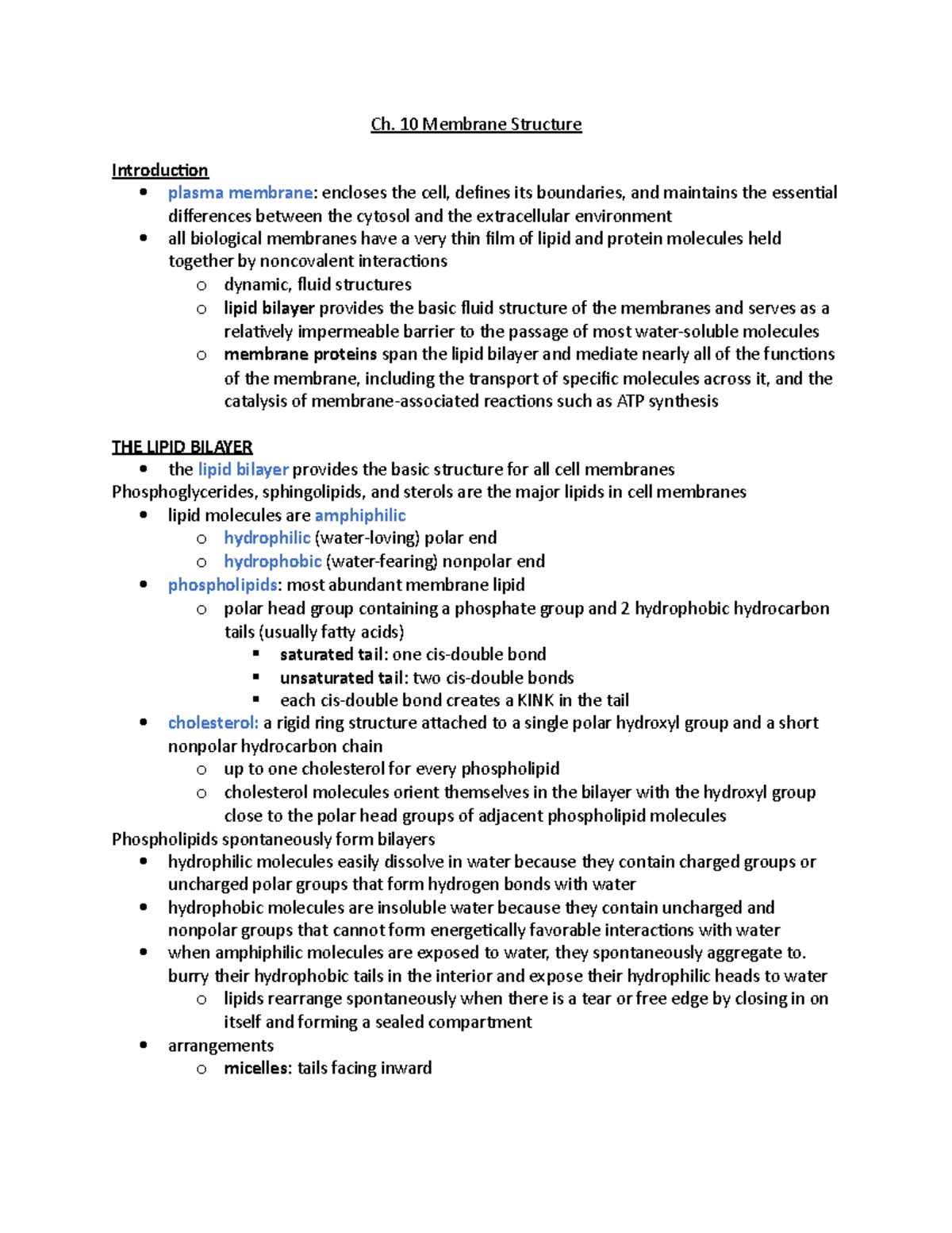 Membrane Structure and Function - Studocu