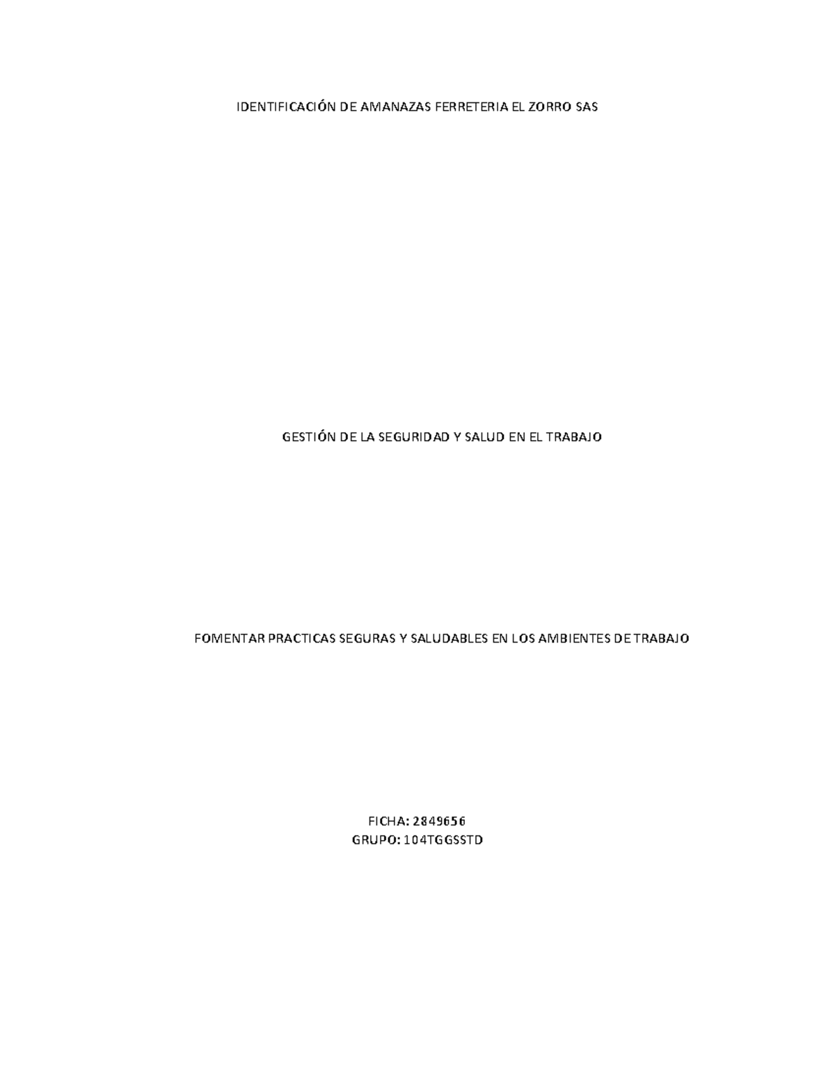 Corrección DE Informe Identificacion DE Amenazas - IDENTIFICACIÓN DE ...