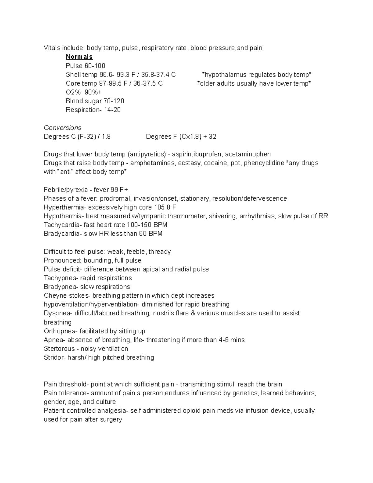 Vital signs - Enjoy! - Vitals include: body temp, pulse, respiratory ...