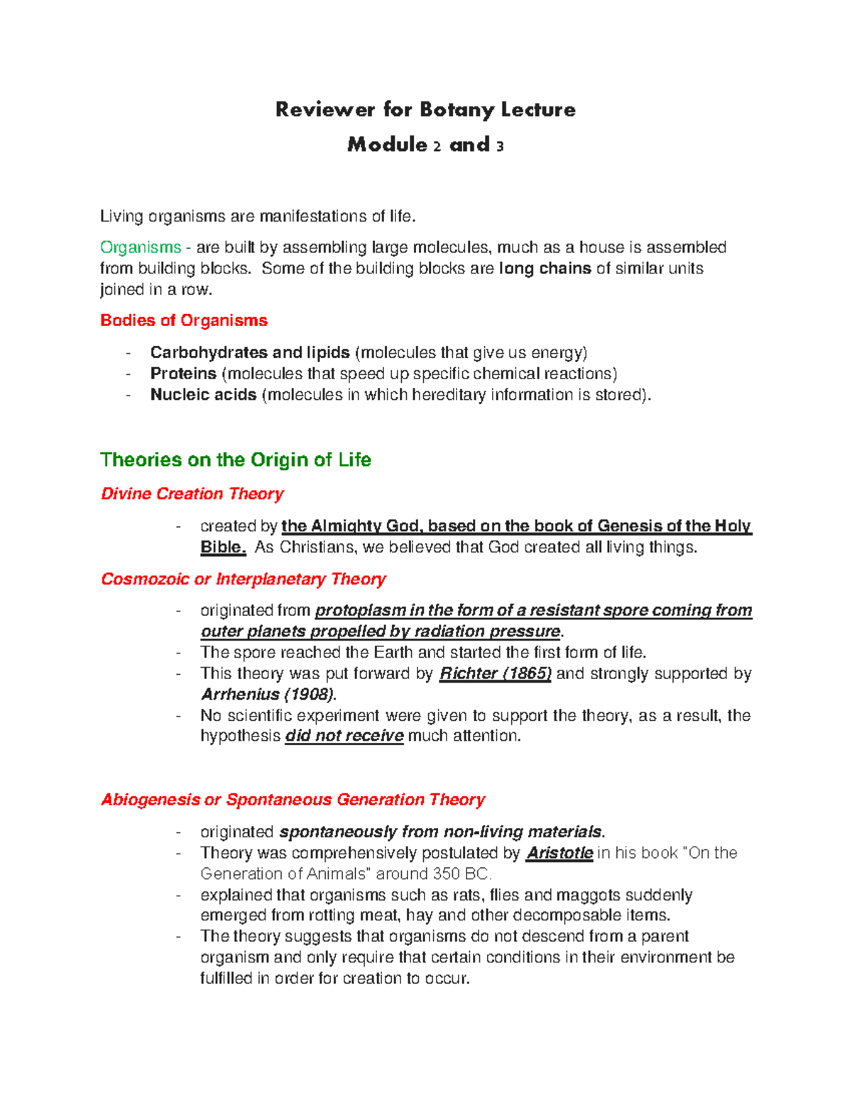 Module 2 And 3 Bot Lec Botany Lecture Notes Reviewer For Botany Lecture Module 2 And 3