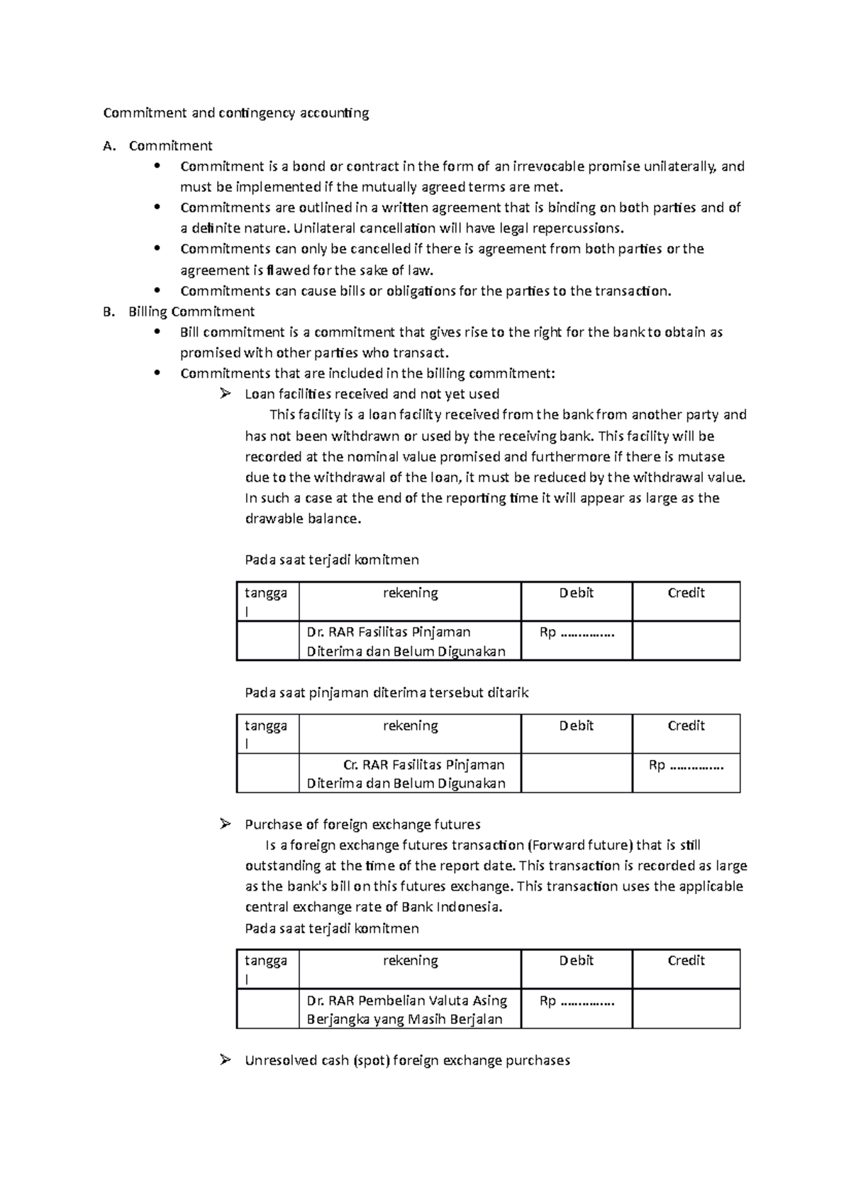 Summary of Commitment & Contingency Accounting - Commitment and ...