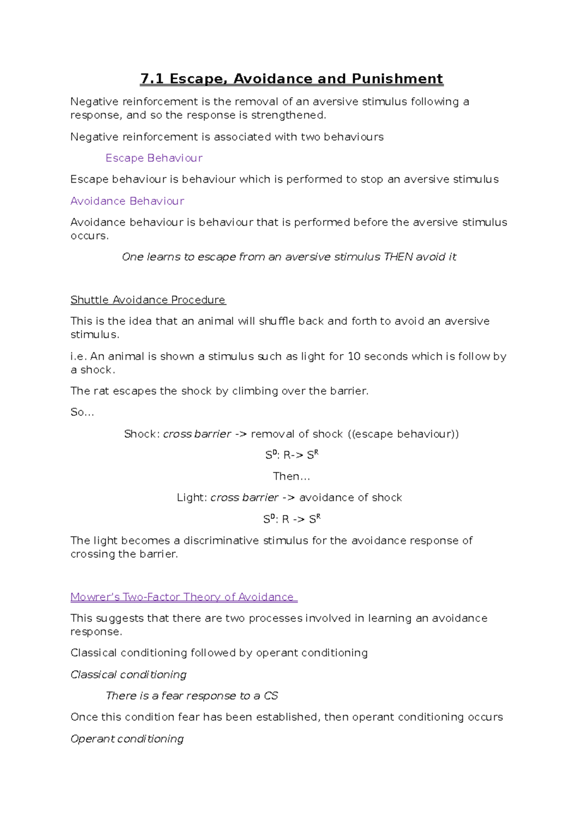 7.1 Escape, Avoidance and Punishment - 7 Escape, Avoidance and ...