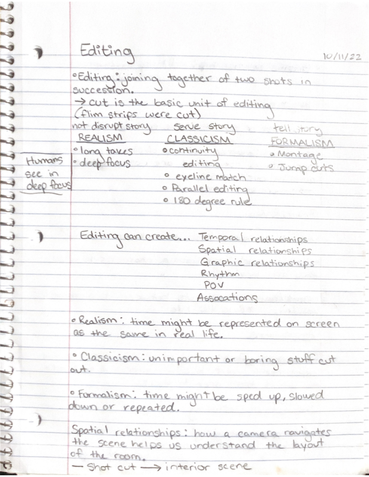 Editing Notes - Full - Editing 10/1/ "Editing -Joining too ether of ...