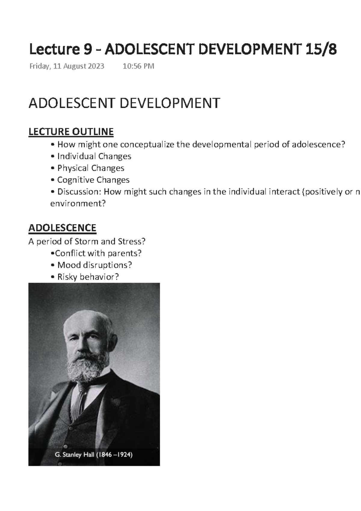 Lecture 9 - Adolescent Development - ADOLESCENT DEVELOPMENT LECTURE ...