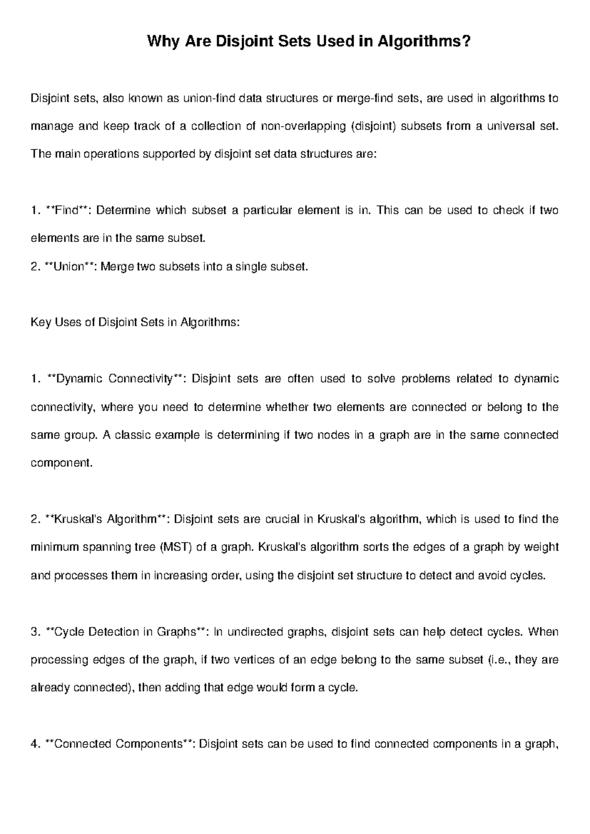 Disjoint Sets In Algorithms Why Are Disjoint Sets Used In Algorithms