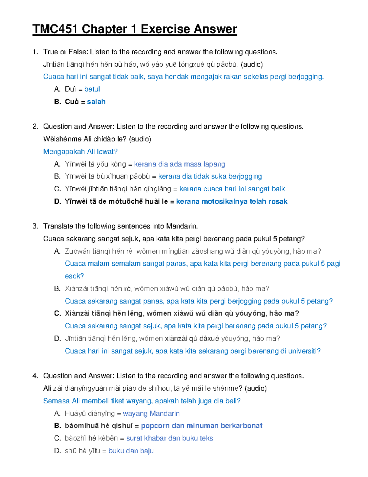 TMC451 Chapter 1 Exercise Answer - TMC4 5 1 Chapter 1 Exercise Answer ...