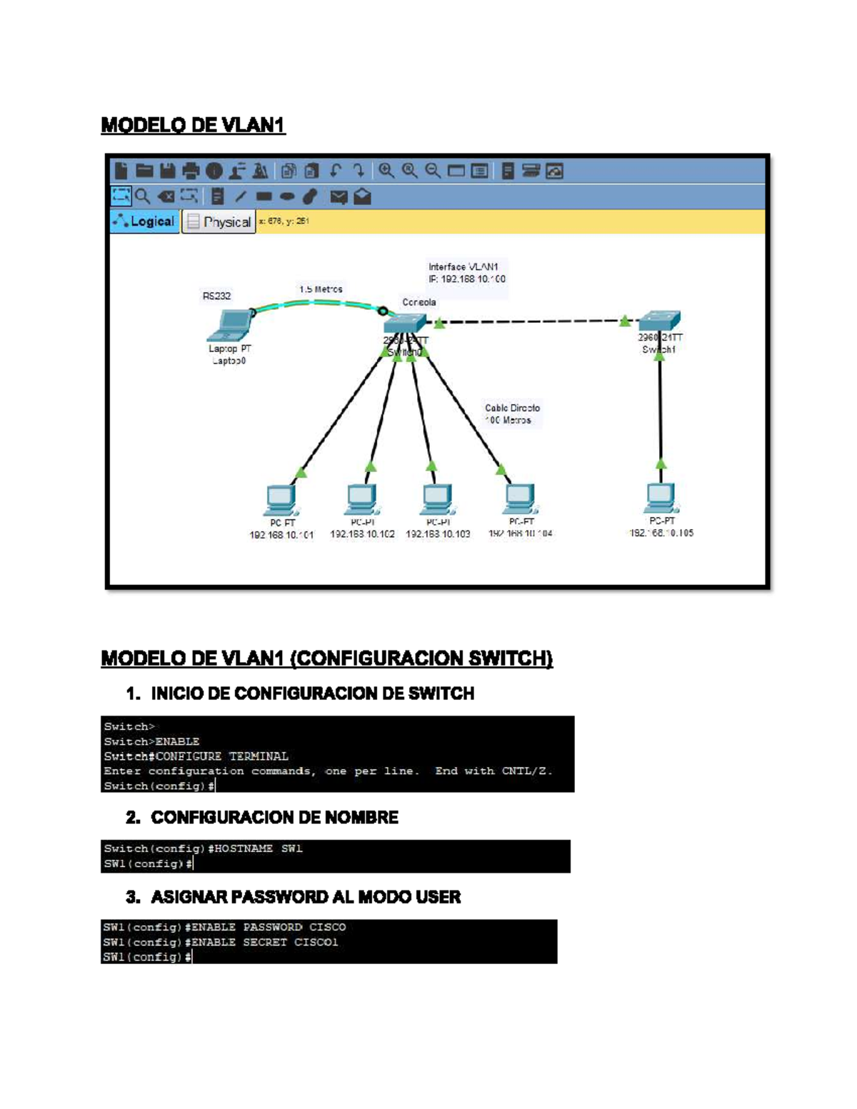Configuracion DE Switch 1 - Tecnología Comercial - Studocu