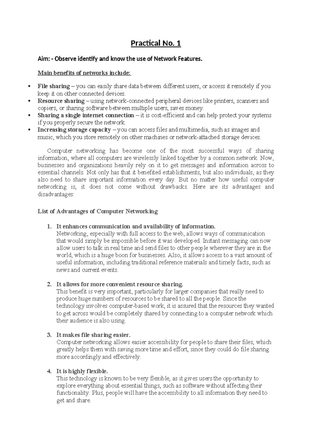 Practical No 1 Practical No 1 Aim Observe Identify And Know The Use Of Network Features 5124