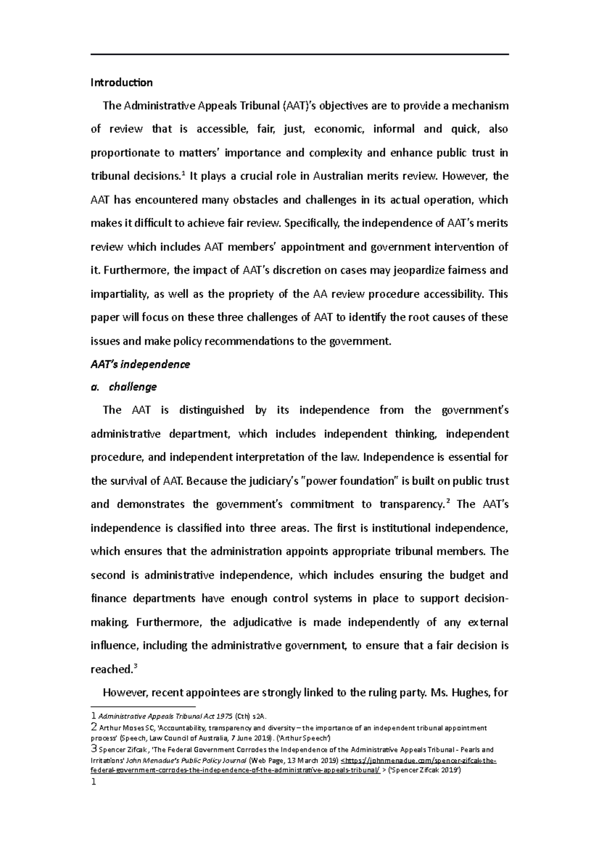 Mid-term research assignment - Introduction The Administrative Appeals ...