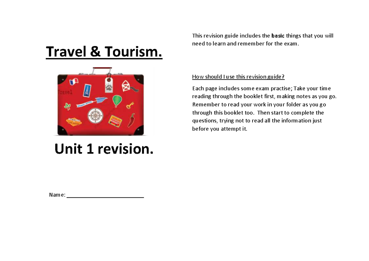 Travel & Tourism Unit 1 Revision - Travel & Tourism. Unit 1 revision ...