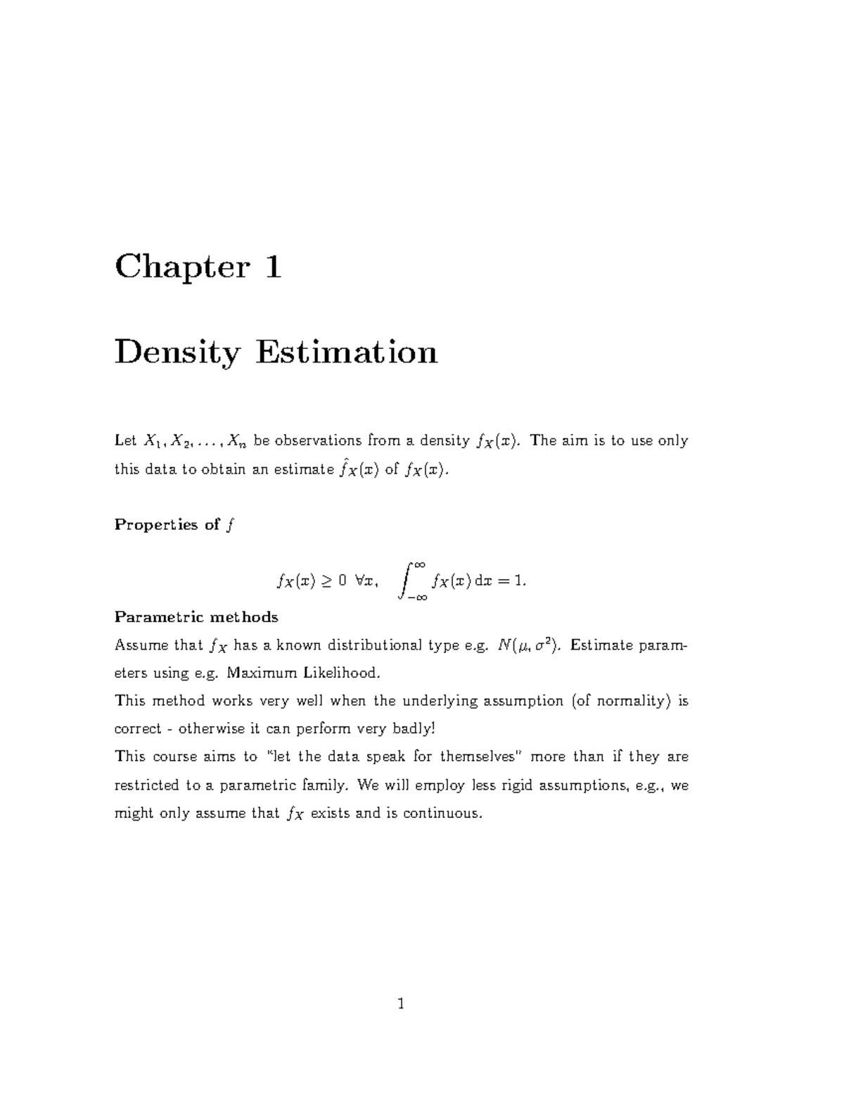Chapter 1 - lecture notes - Chapter 1 Density Estimation LetX 1 , X 2 ...