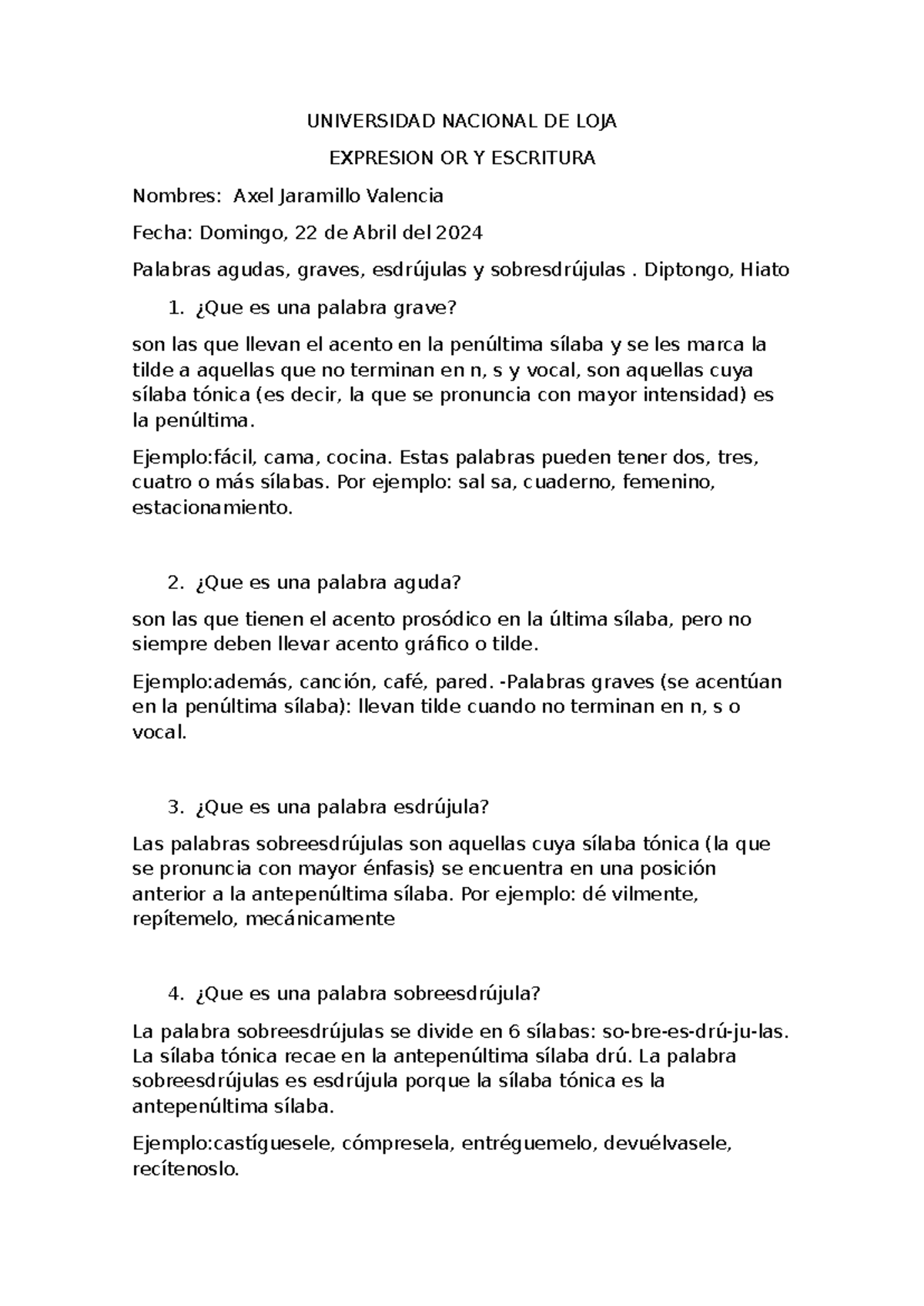 Axel Jaramillo Valencia - UNIVERSIDAD NACIONAL DE LOJA EXPRESION OR Y ...