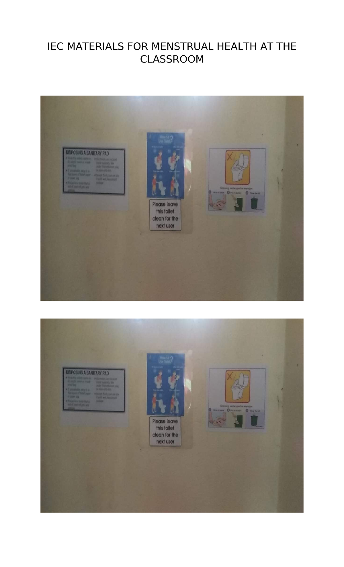 IEC Materials FOR Menstrual Health AT THE Classroom - EsP8PB-Ib-1.3 - CLASSROOM TOILET ...