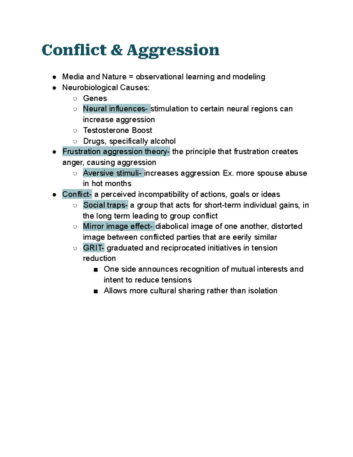 Psychology: Conflict and Aggression - Conict & Aggression Media and ...